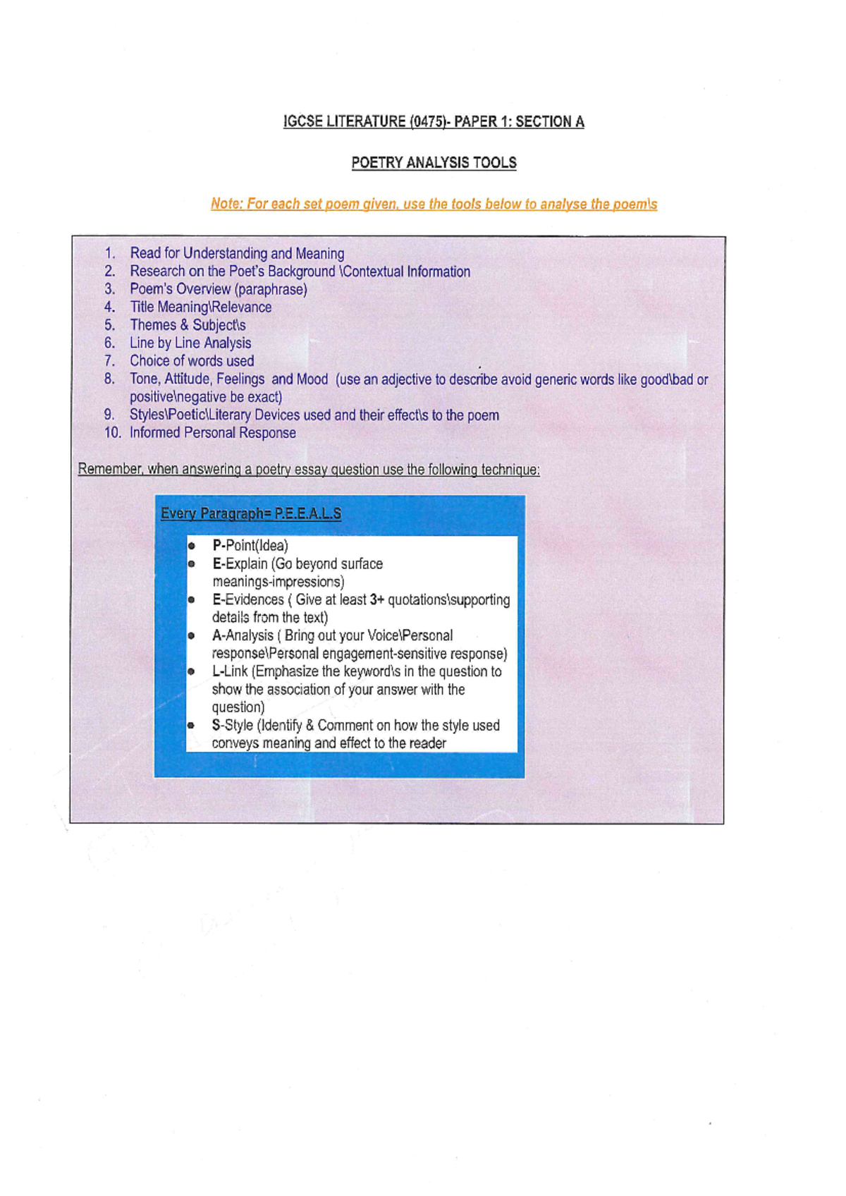 Introduction TO Poetry- Analysis Tools- Poetic Devices - IGCSE ...