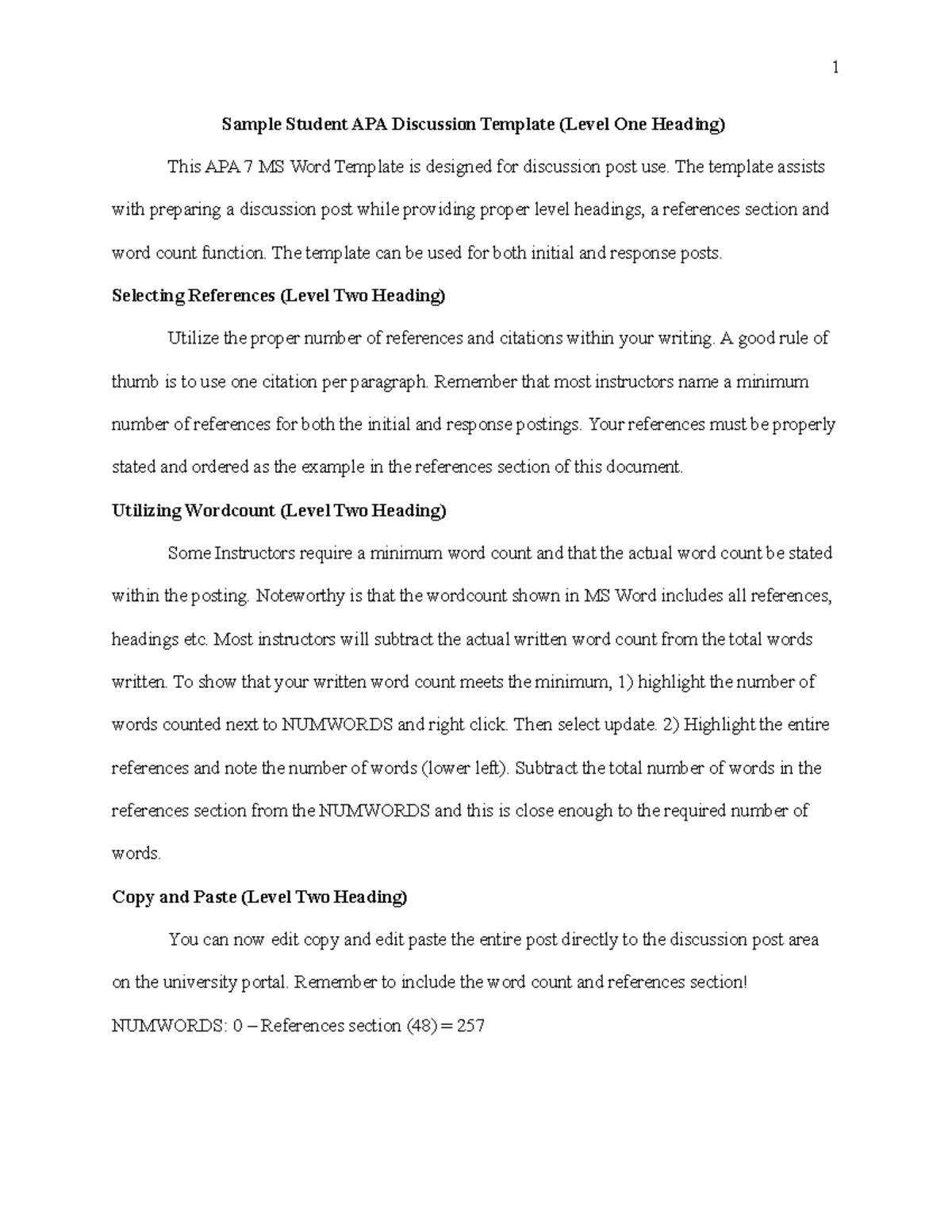 APA Student Discussion Template - 1 Sample Student APA Discussion ...