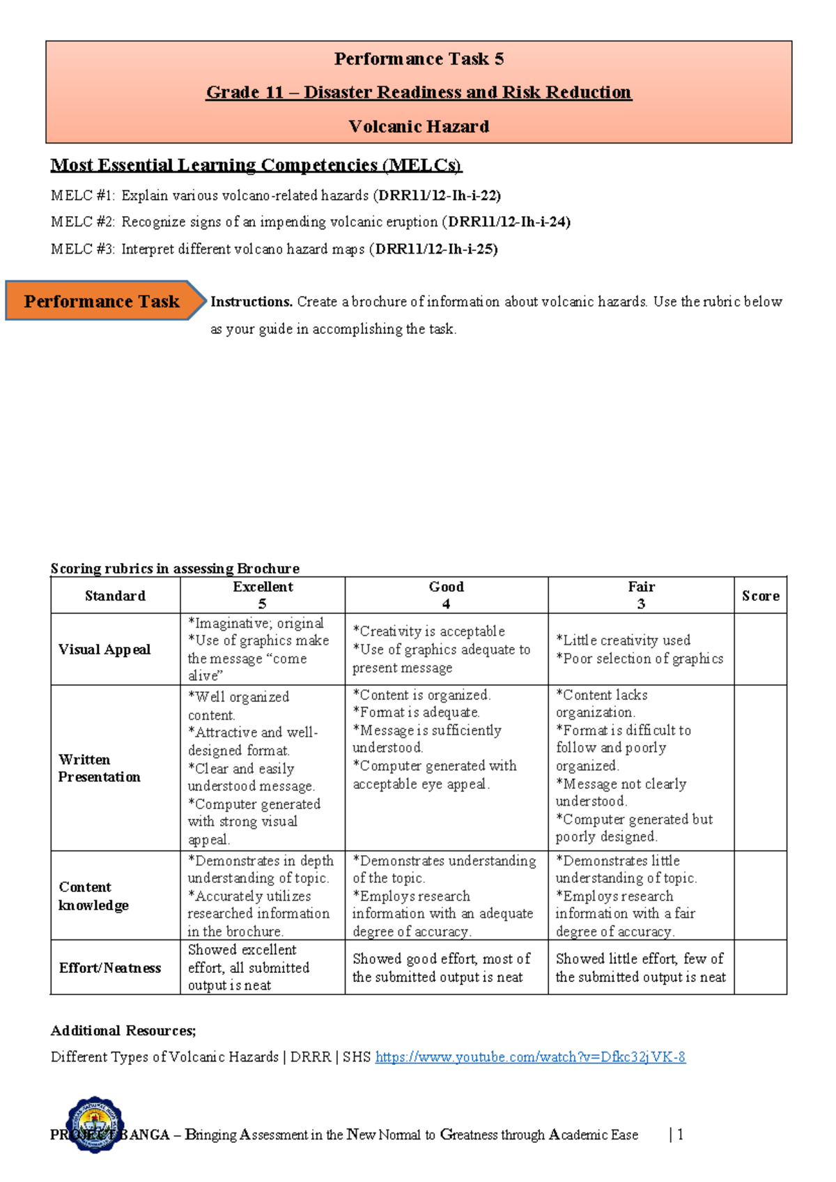 PT-5 - Most Essential Learning Competencies (MELCs) MELC #1: Explain ...