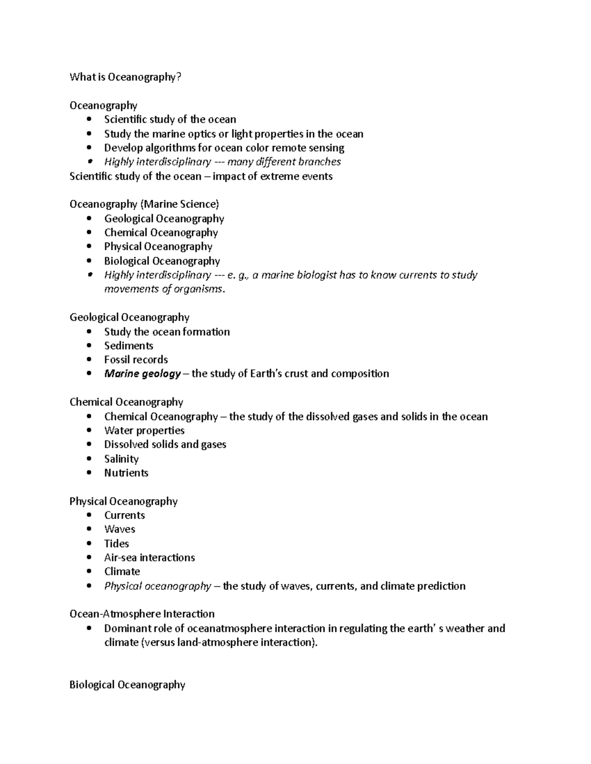 Intro to Oceanography - Eurico D'Sa - What is Oceanography ...