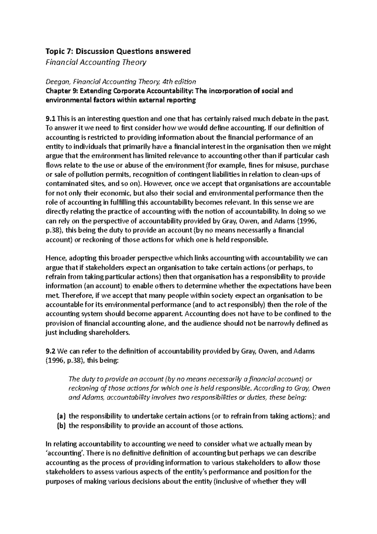 Chapter 7 - Discussion Questions (Answered) - Topic 7: Discussion ...