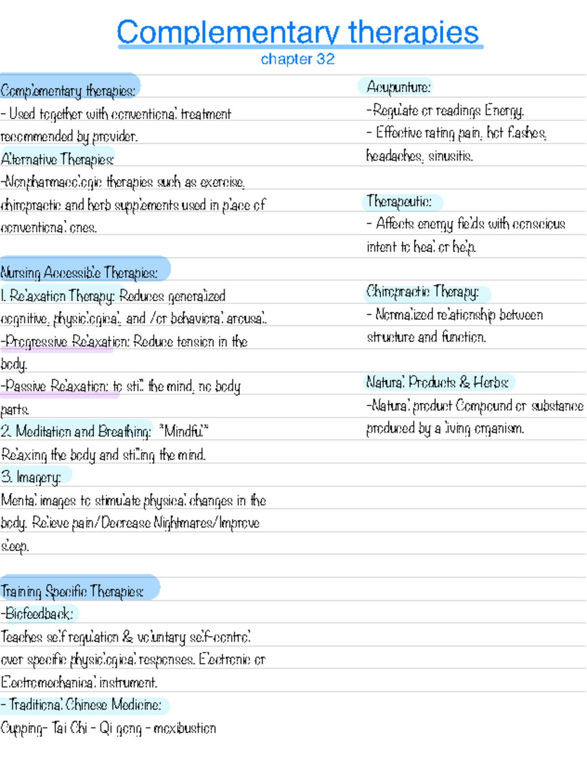 Complementary therapies - Complementary therapies chapter 32 Complementary therapies: Used ...