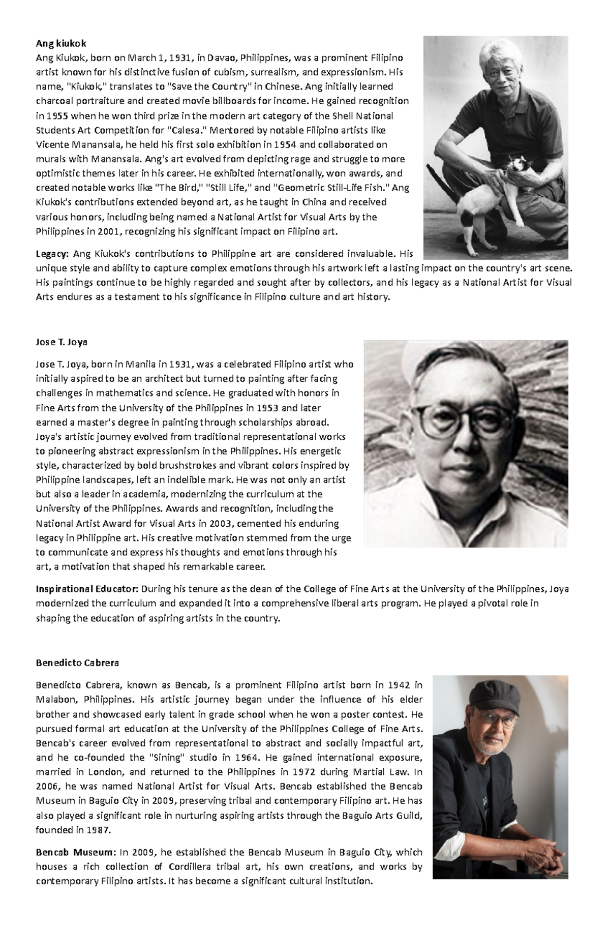 Cpar - Contemporary arts - Ang kiukok Ang Kiukok, born on March 1, 1931 ...