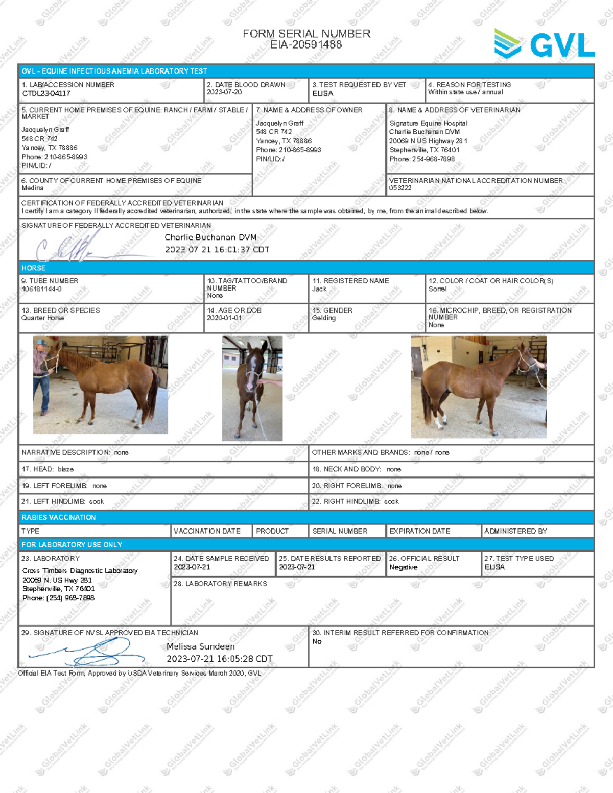 EIA-20591488 - Jgbjhhvb - GVL - EQUINE INFECTIOUS ANEMIA LABORATORY ...