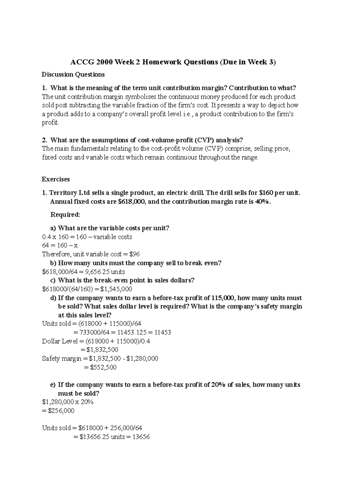 ACCG 2000 Week 2 Homework Questions - to submit - ACCG 2000 Week 2 Homework Questions (Due in ...