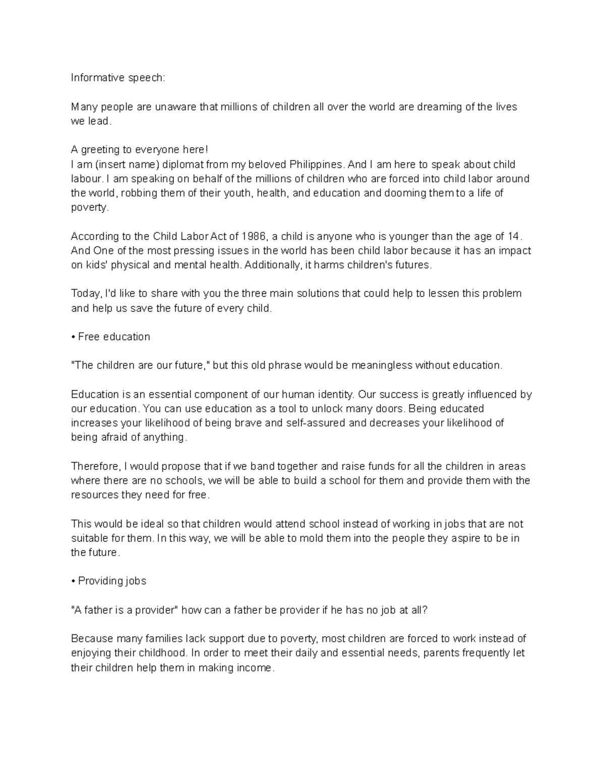 Informative Speech - Informative speech: Many people are unaware that ...