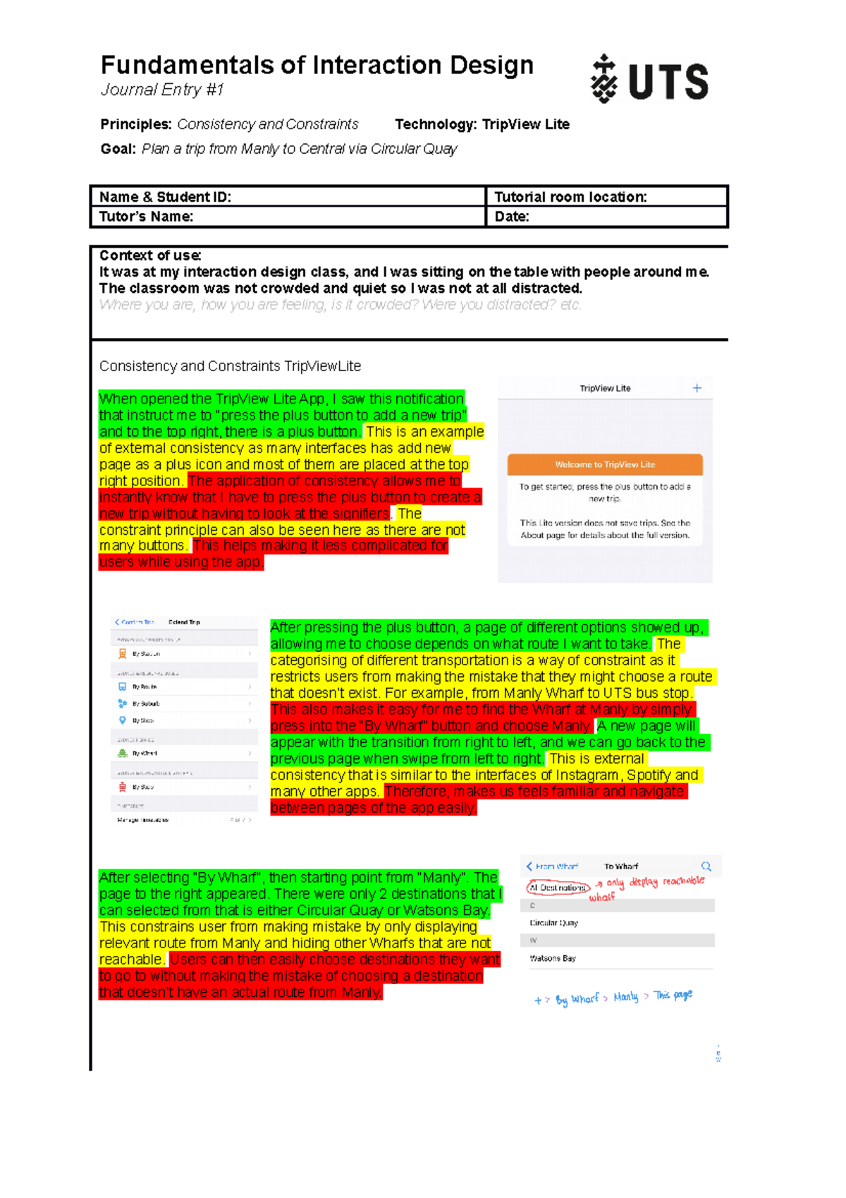 Journal Entry 2 - JE2 - Fundamentals of Interaction Design Journal Entry Principles: Consistency ...