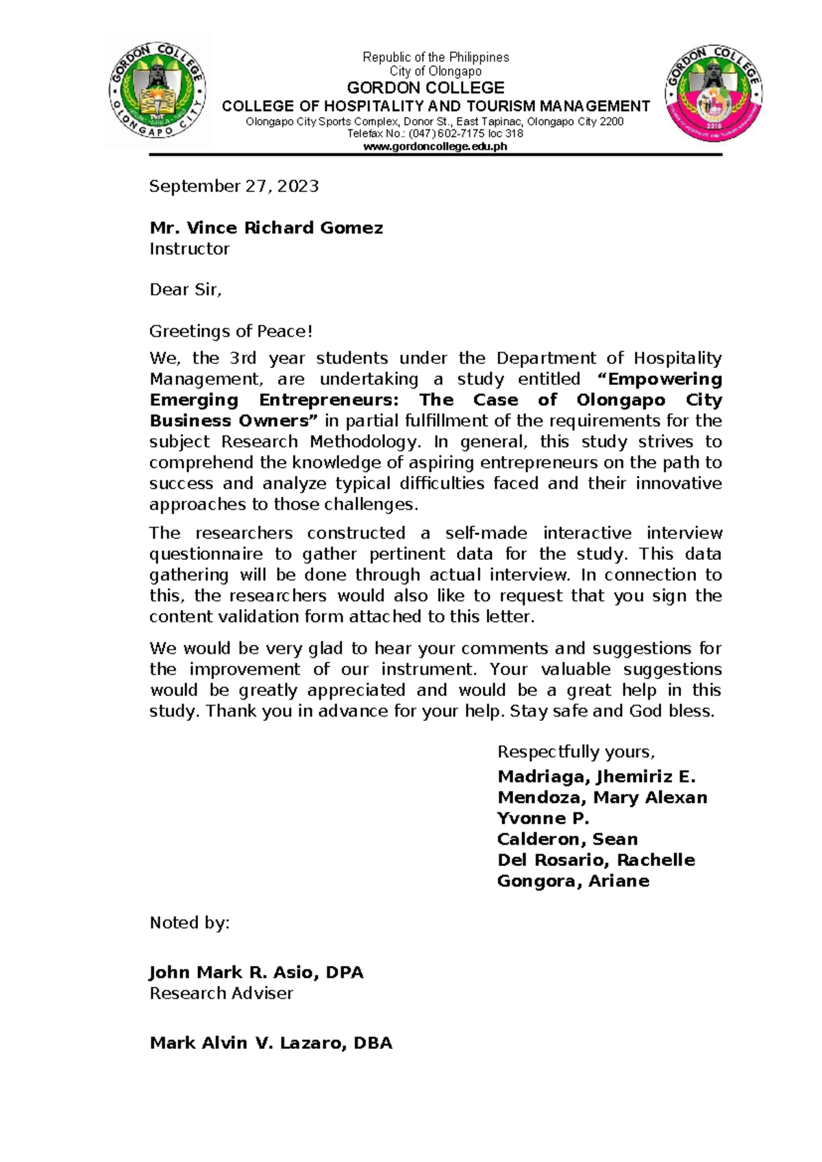 Content Validation Form Final Edited - City of Olongapo GORDON COLLEGE ...