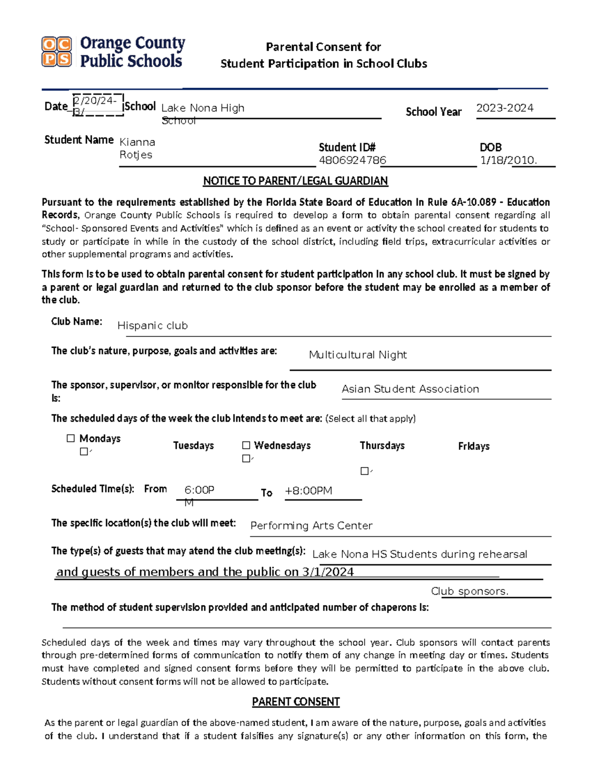 MCN Parental Consent Form Updated - Parental Consent for Student ...