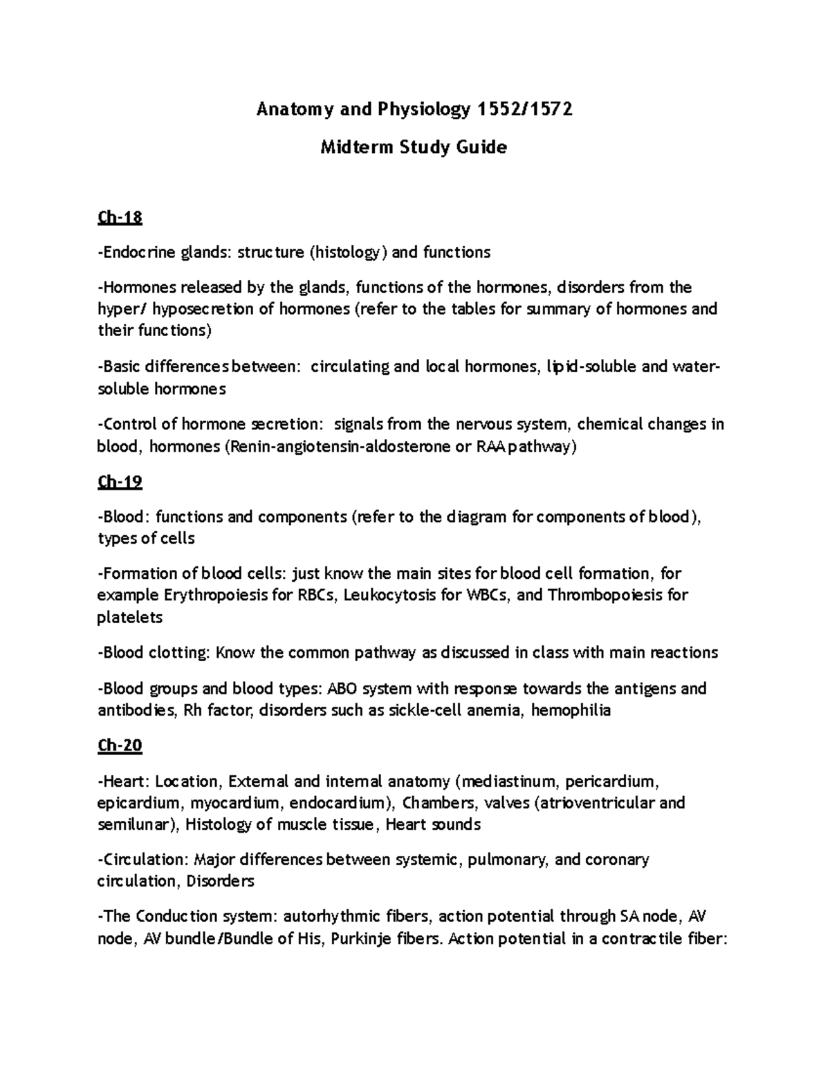 A& P1552midstudyguide - Anatomy and Physiology Midterm Study Guide ...