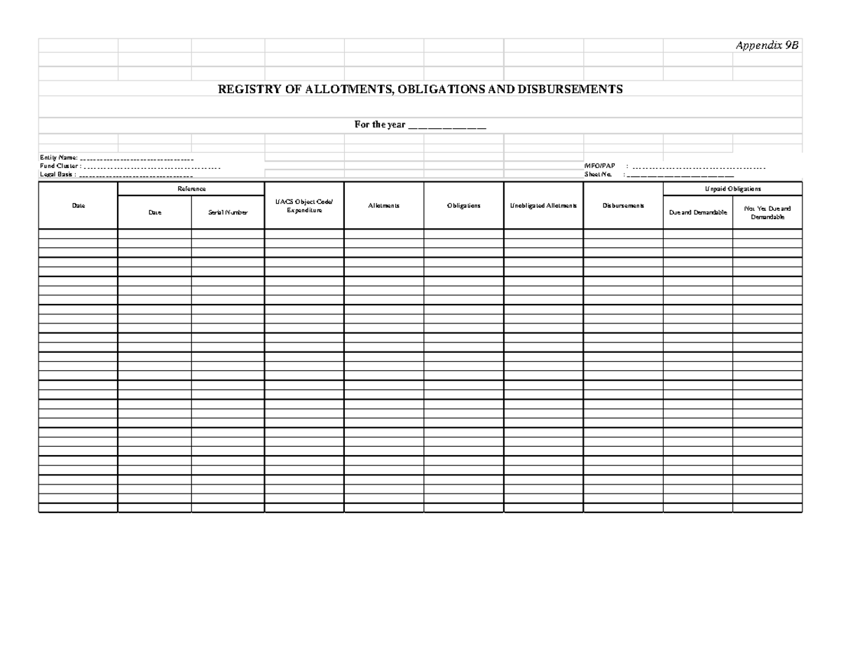 Government Accounting RAODs Form - Reference Obligations Unobligated ...
