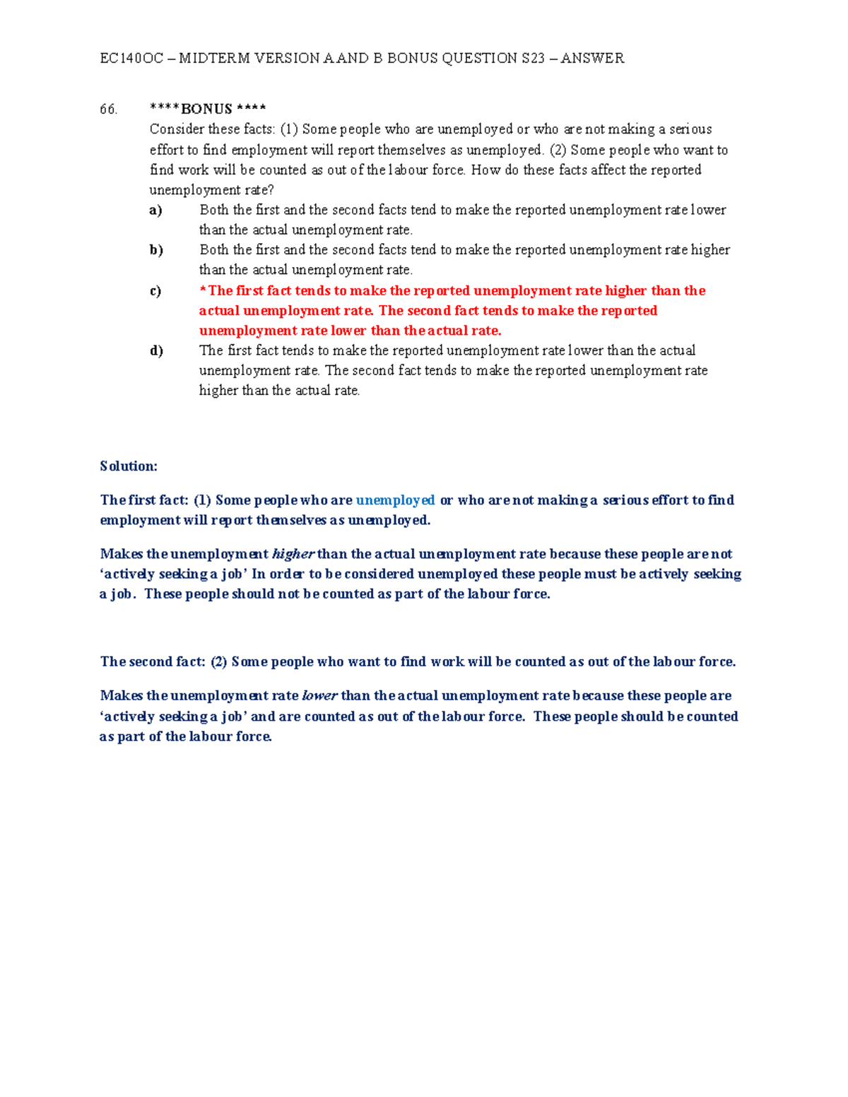 EC140OC - Midterm Version A AND B Bonus Question S23 - Answer - BU 111 ...