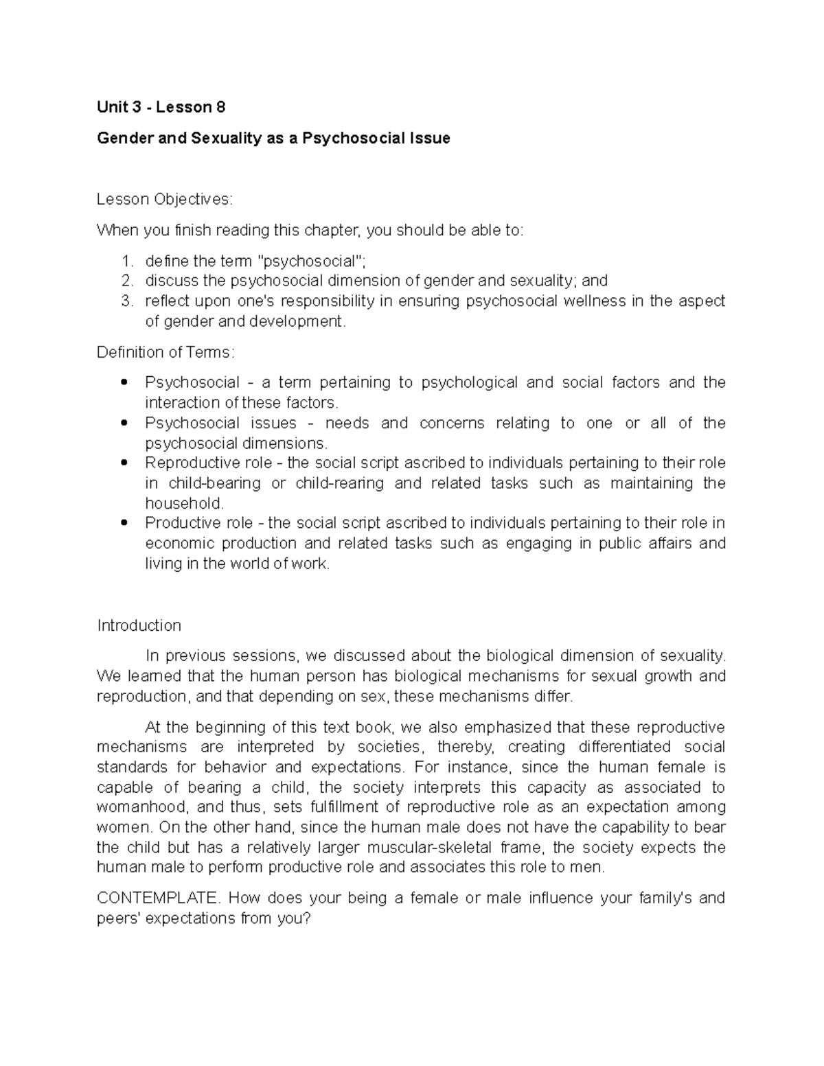 Gender and Sexuality as a Psychosocial Issue and Well-being as a ...