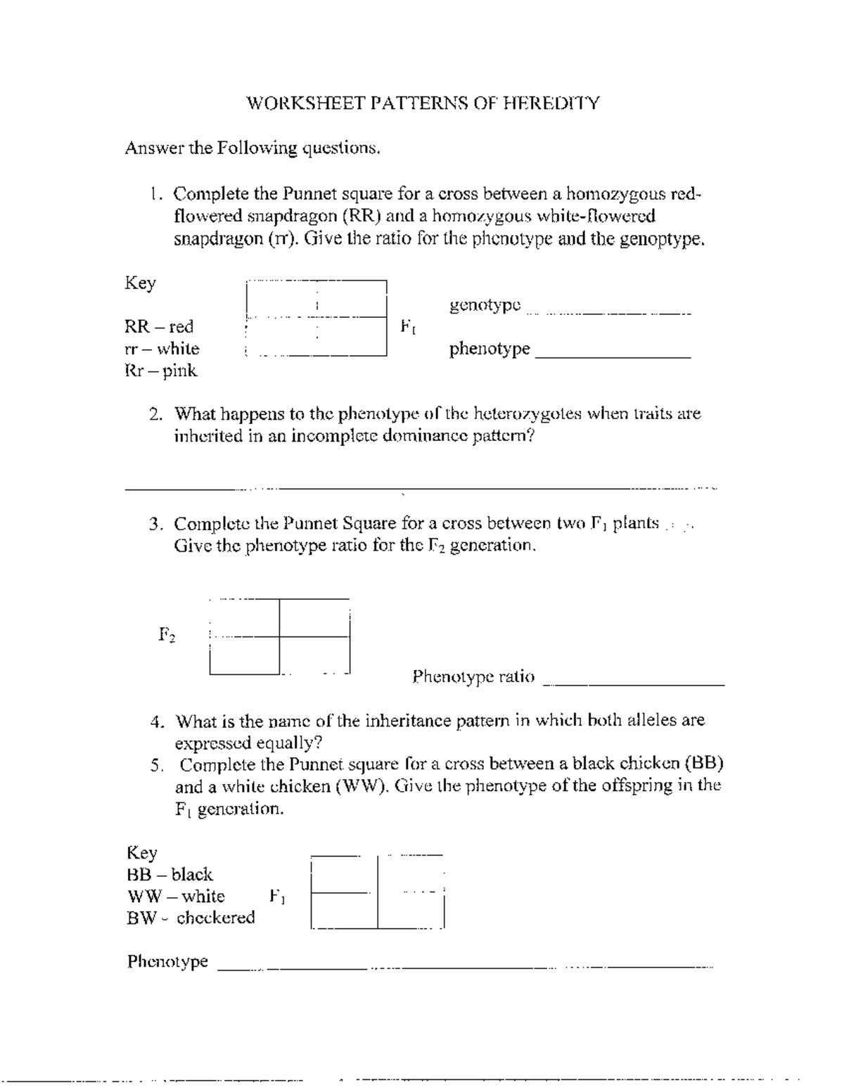 Incomplete Dominance and Co-Dominance Worksheet - Studocu