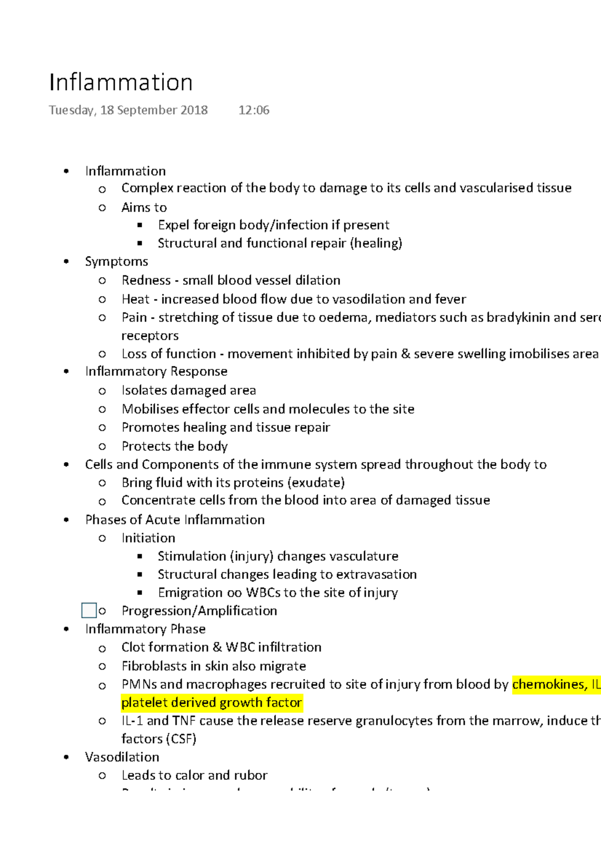 Inflammation - Inflammation Complex reaction of the body to damage to ...
