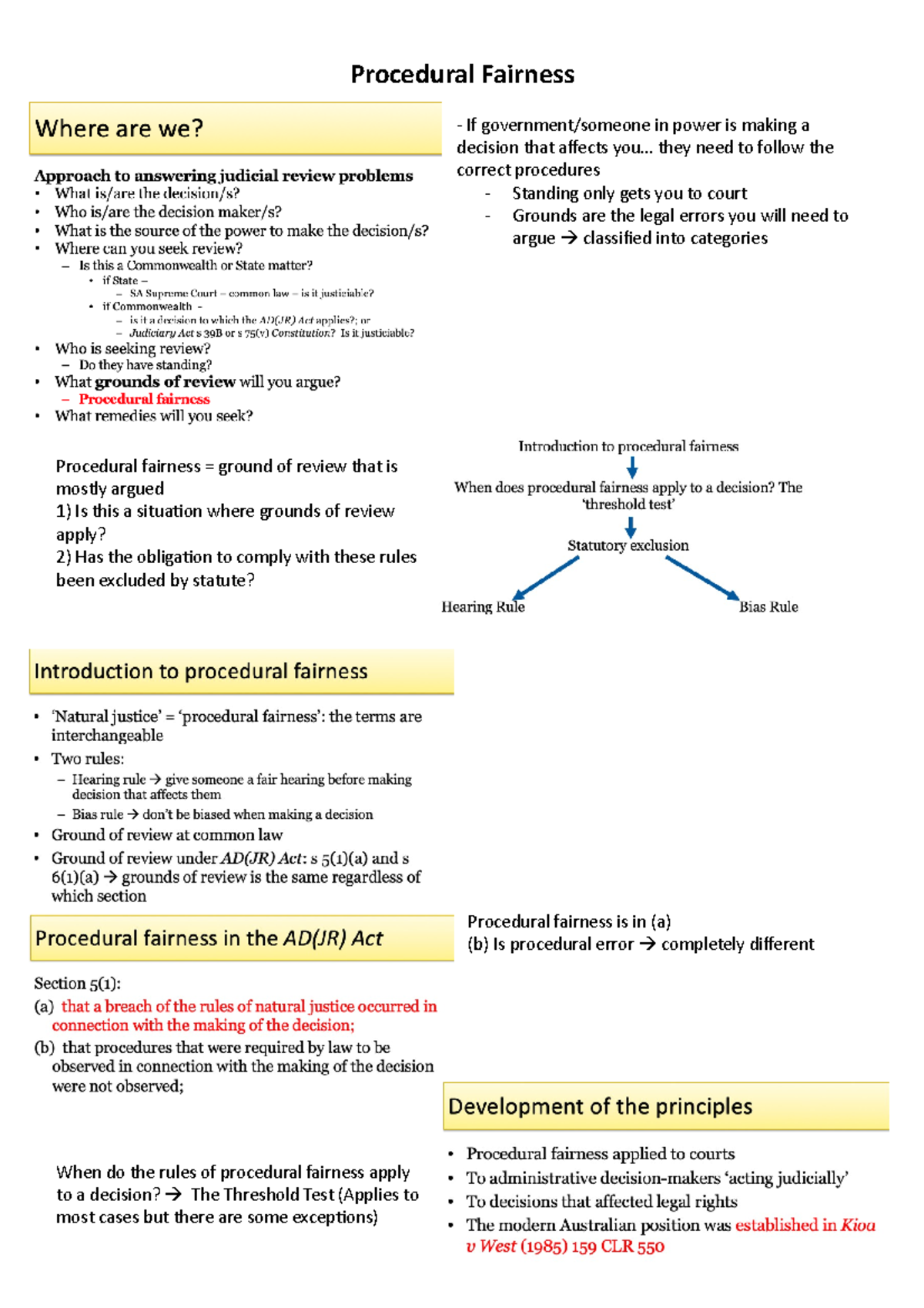 Procedural Fairness (week 5. exam notes) - Procedural Fairness If ...