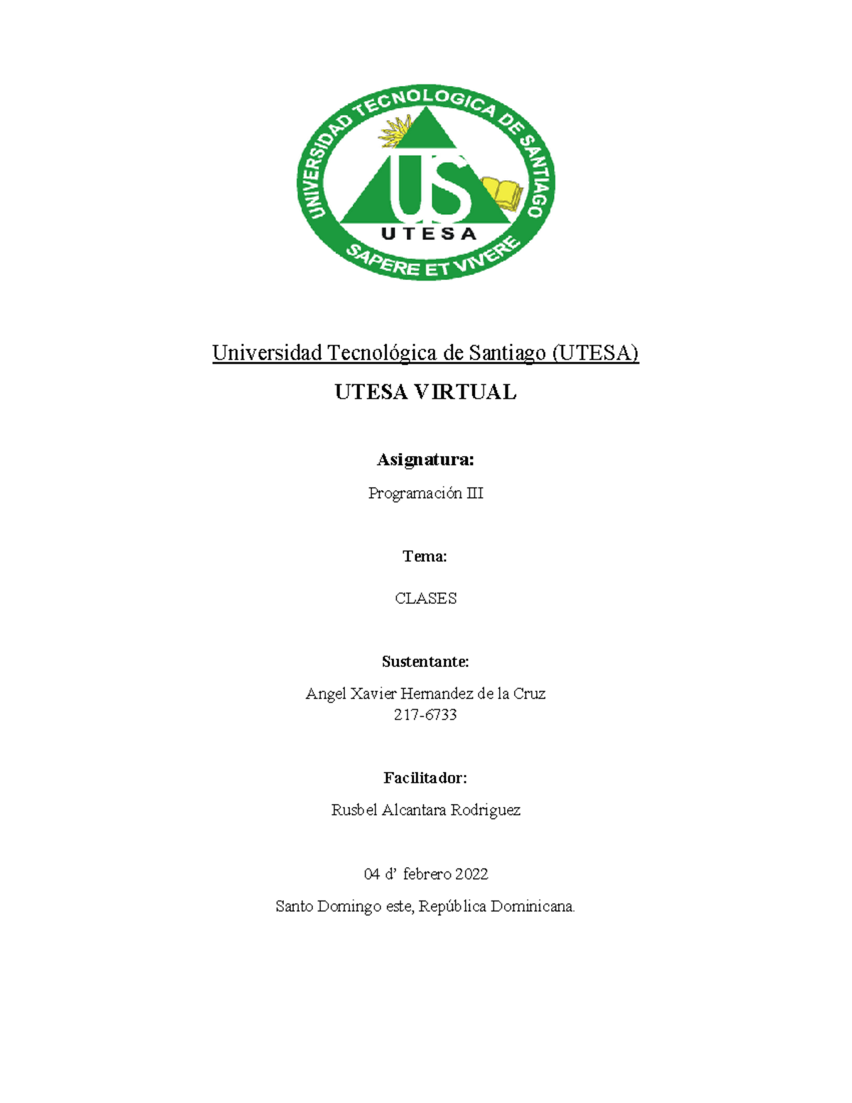 Clases de computación laboratorio - Universidad Tecnológica de Santiago ...