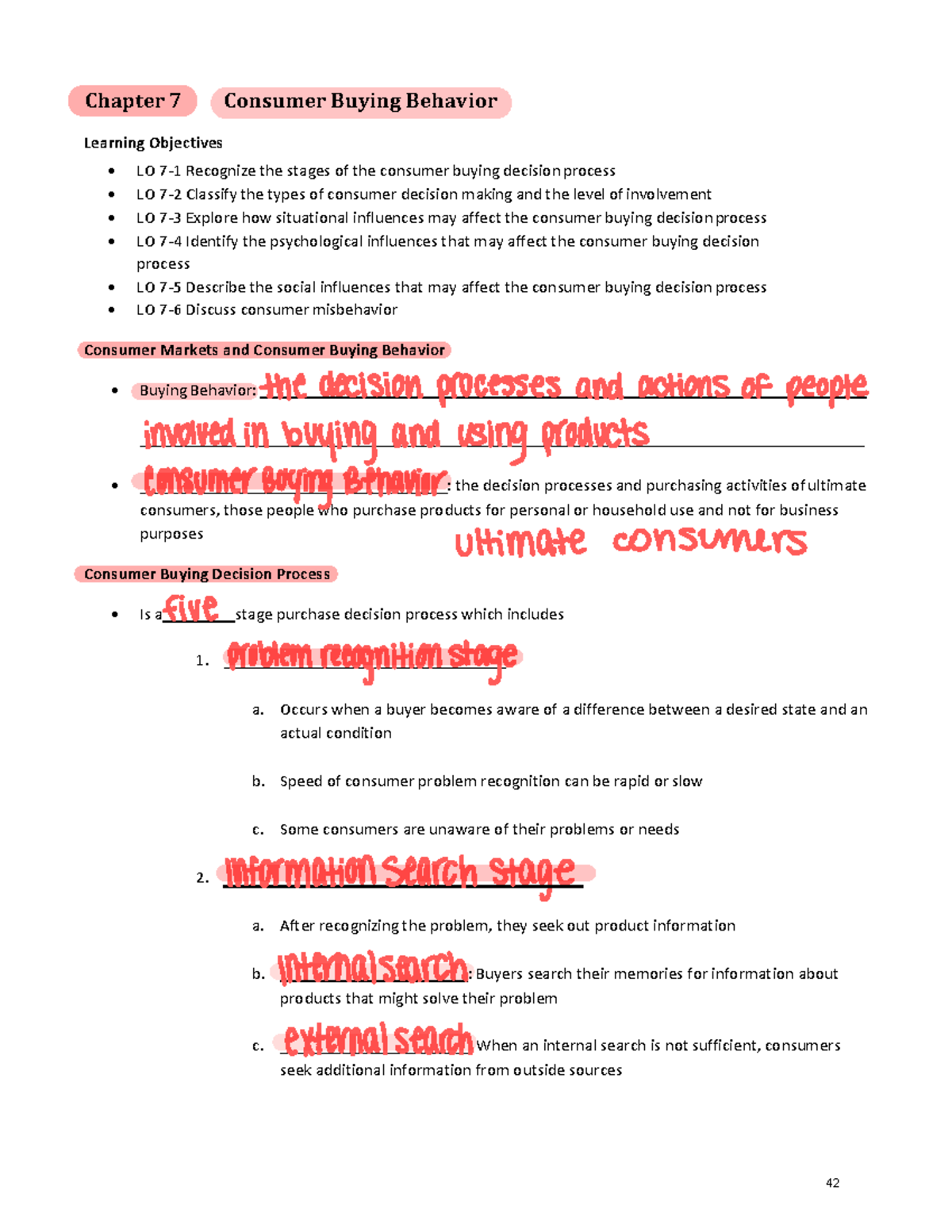 Chapter 7 Notes - Chapter 7 Consumer Buying Behavior Learning ...