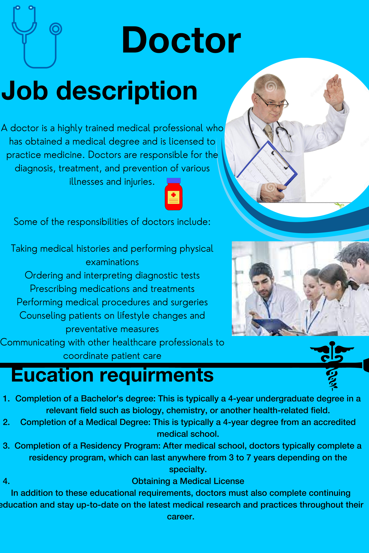 Blue And Grey Modern We're Hiring Poster - A doctor is a highly trained ...