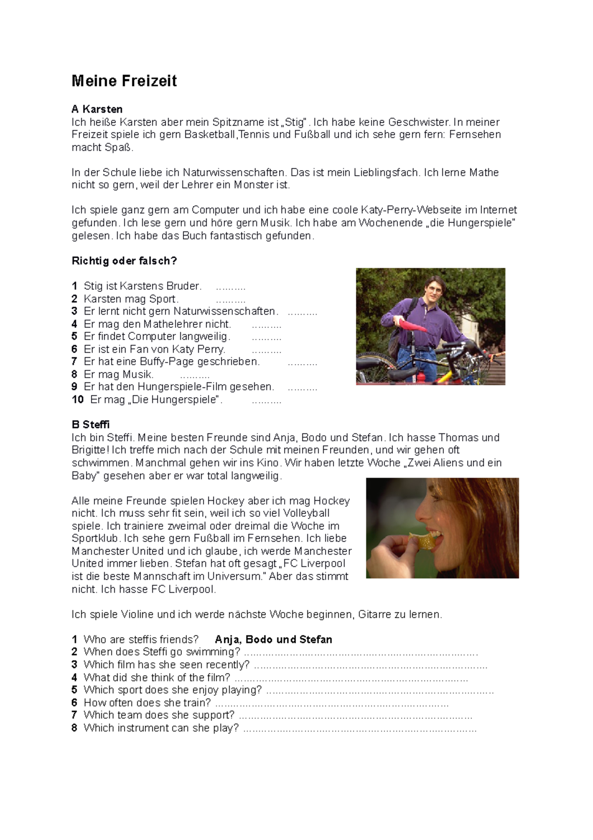 Meine Freizeit 2014 - dispense - Meine Freizeit A Karsten Ich heiße ...