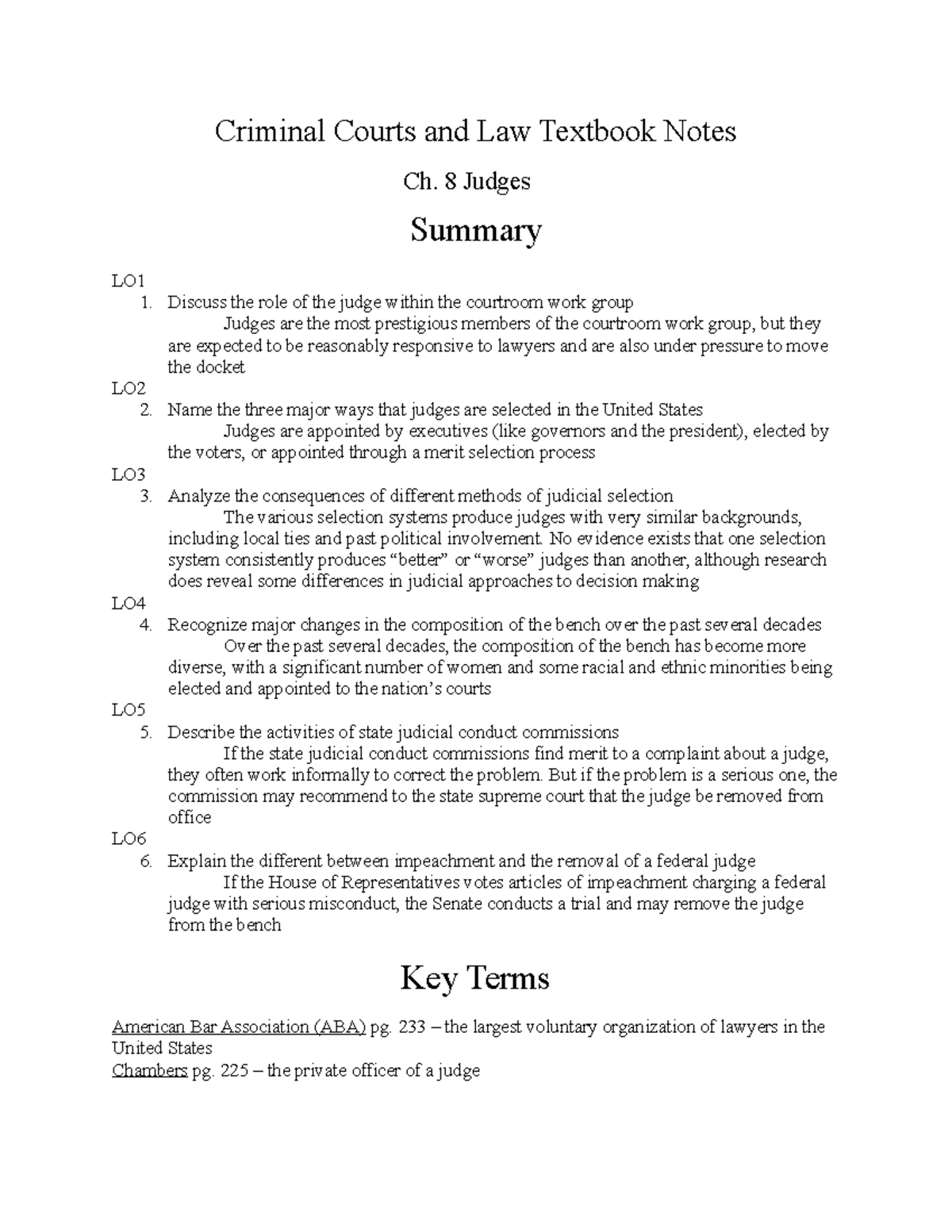 Ch. 8 Notes - This course was taught by Dr. Fox - Criminal Courts and ...