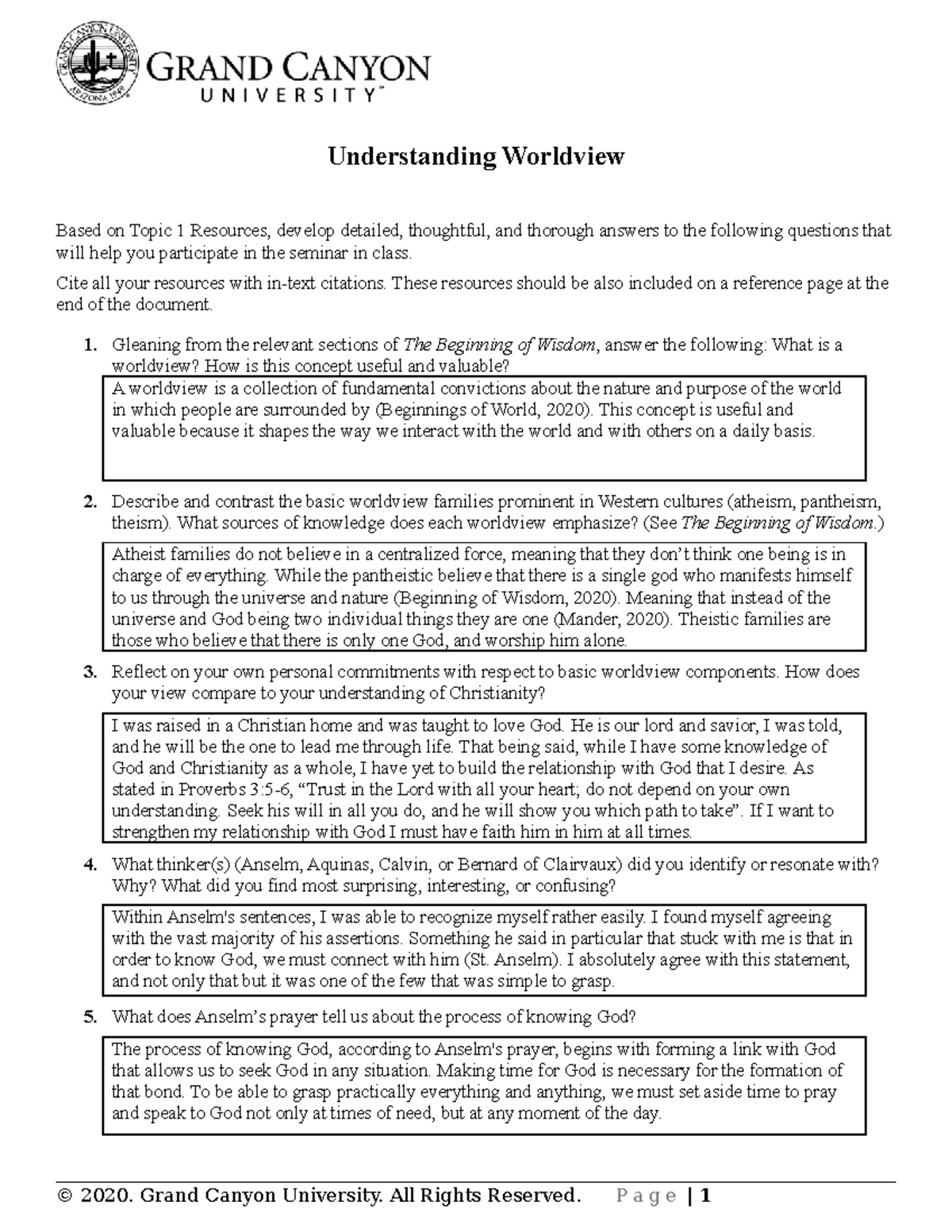 Understanding Worldview Seminar 3 - Understanding Worldview Based on ...
