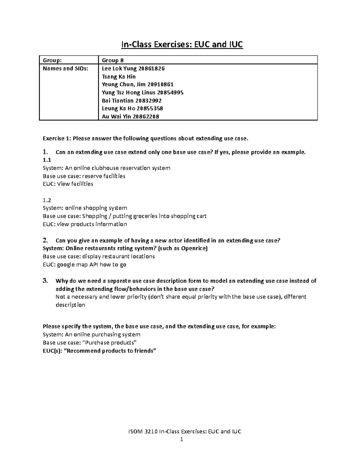 In-Class Exercise EUC and IUC - In-Class Exercises: EUC and IUC Group ...
