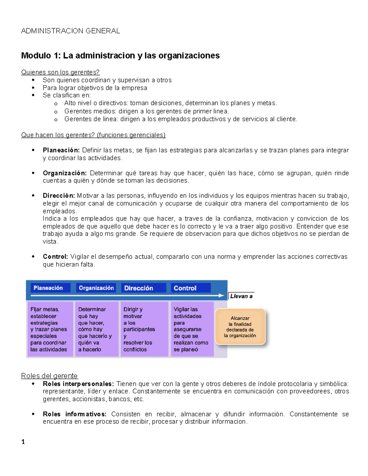 Administracion General - ADMINISTRACION GENERAL Modulo 1: La ...