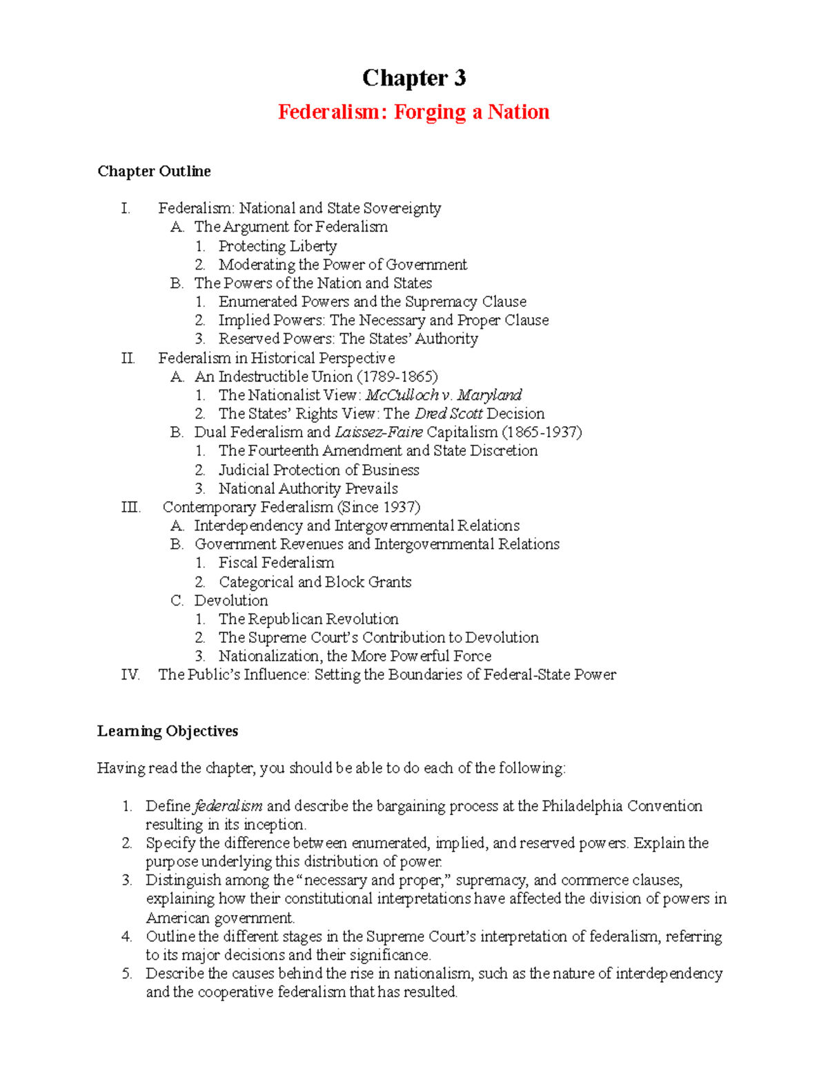 Ch03 Federalism Forging a Nation - Chapter 3 Federalism: Forging a ...