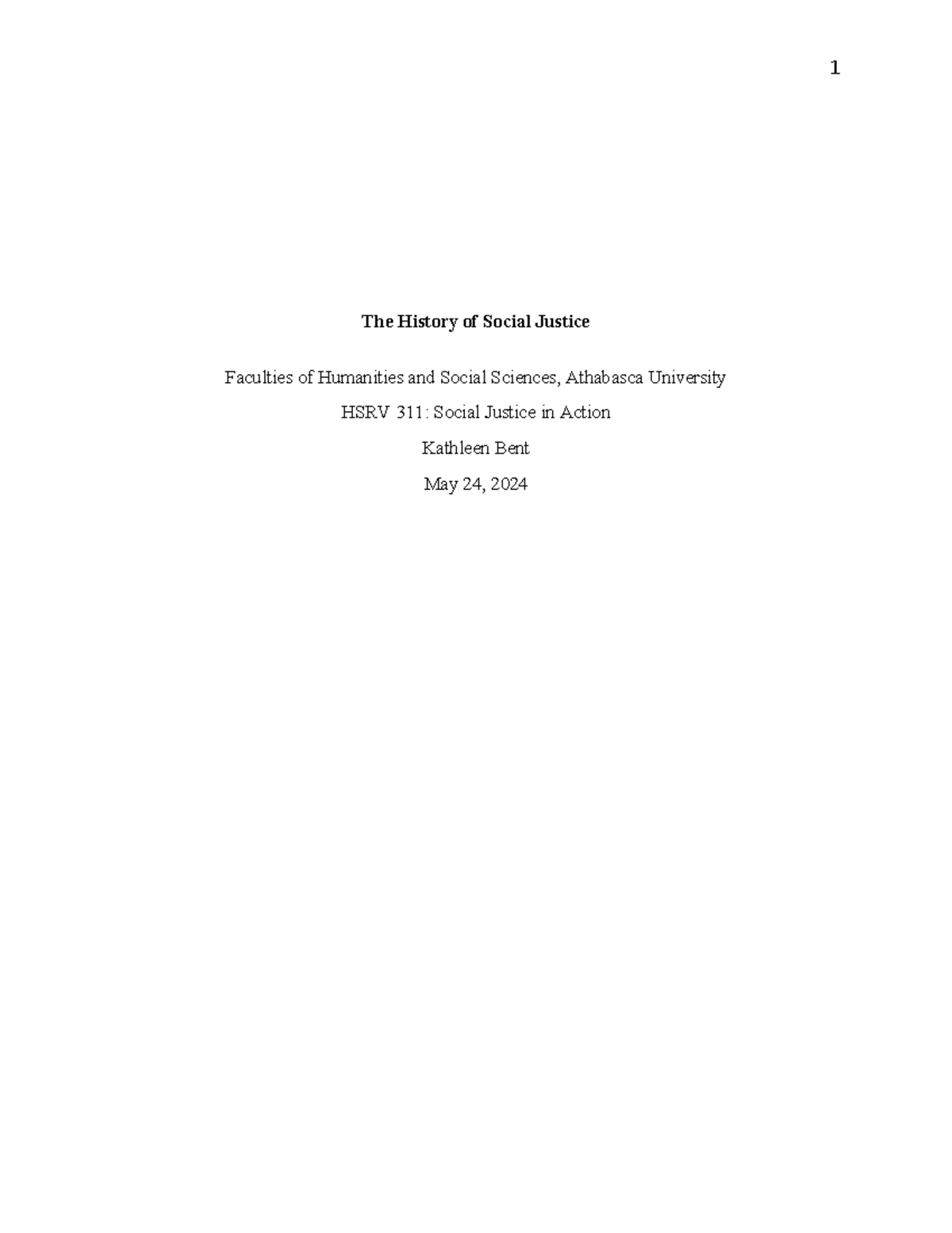 HSRV 311 Assignment 1 History of social justice - The History of Social ...