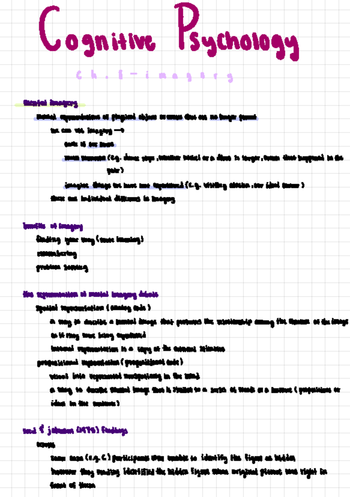 Ch. 8 | Imagery - Cognitive Psychology C h . 8 i m a g e r y mental ...