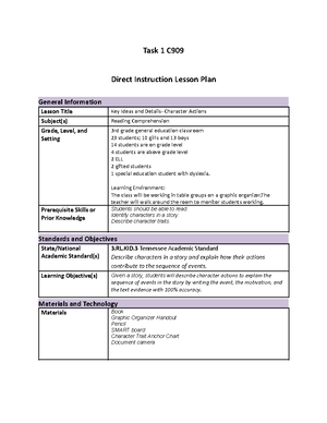 C909 Task 1 - task 1 - Direct Instruction Lesson Plan Template General Information Lesson Title ...