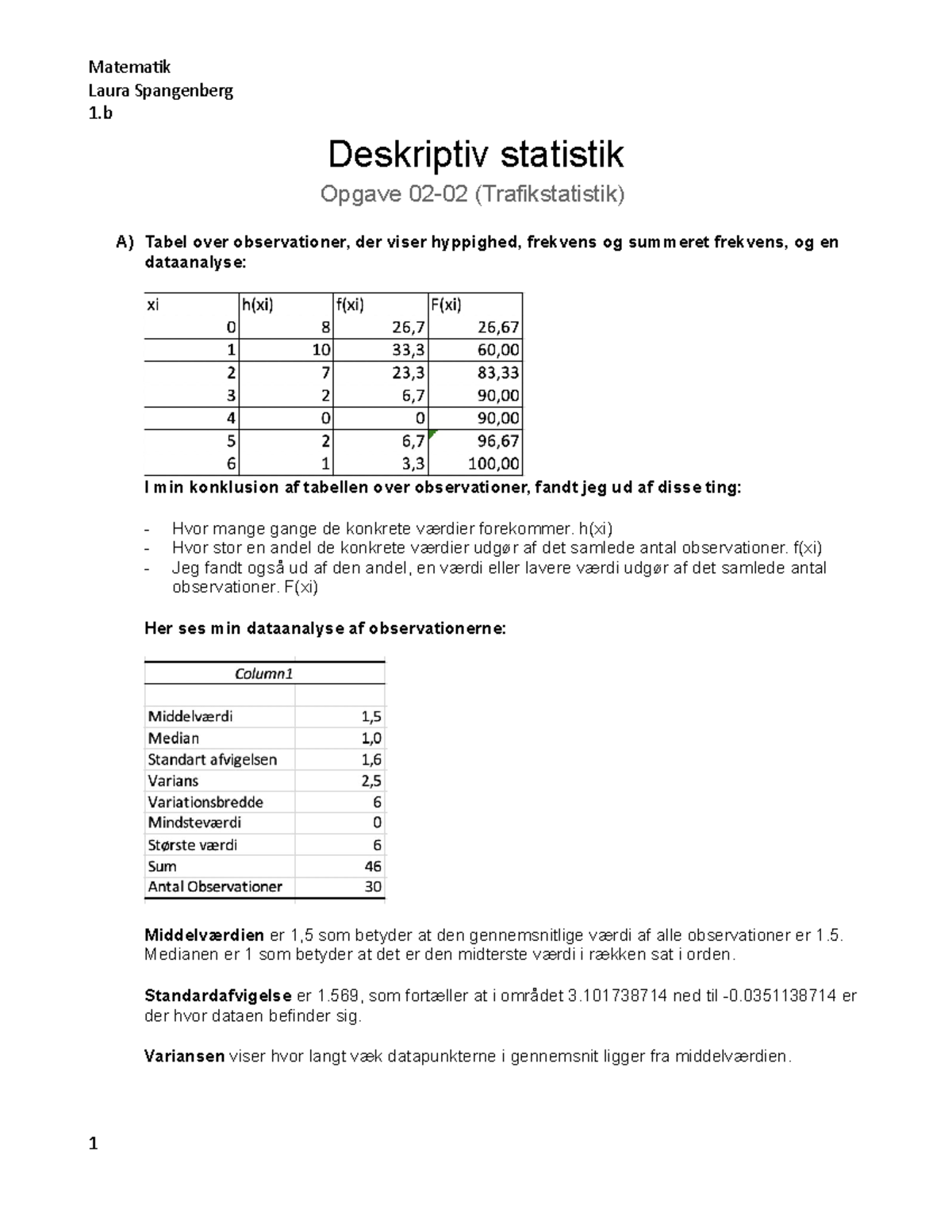 Deskriptiv statistik (trafikstatistik) - Laura Spangenberg 1 Deskriptiv ...