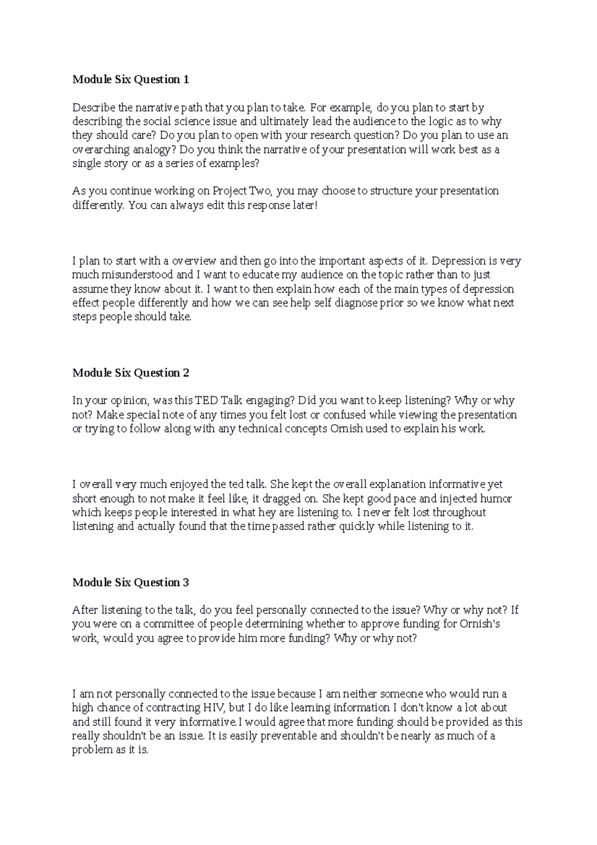 Module 6 Short Answers Module Six Question 1 Describe The Narrative
