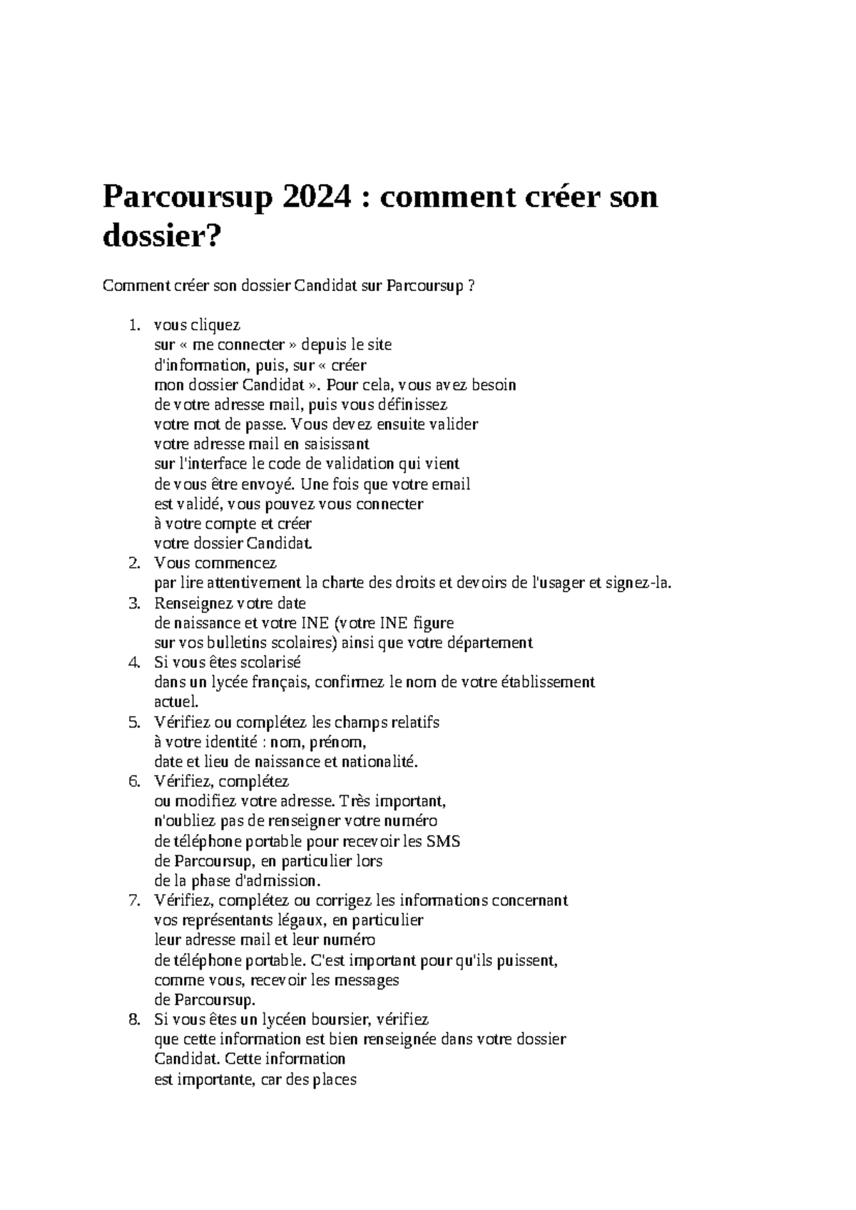 Parcoursup 2024 - Parcoursup 2024 : comment créer son dossier? Comment créer son dossier ...