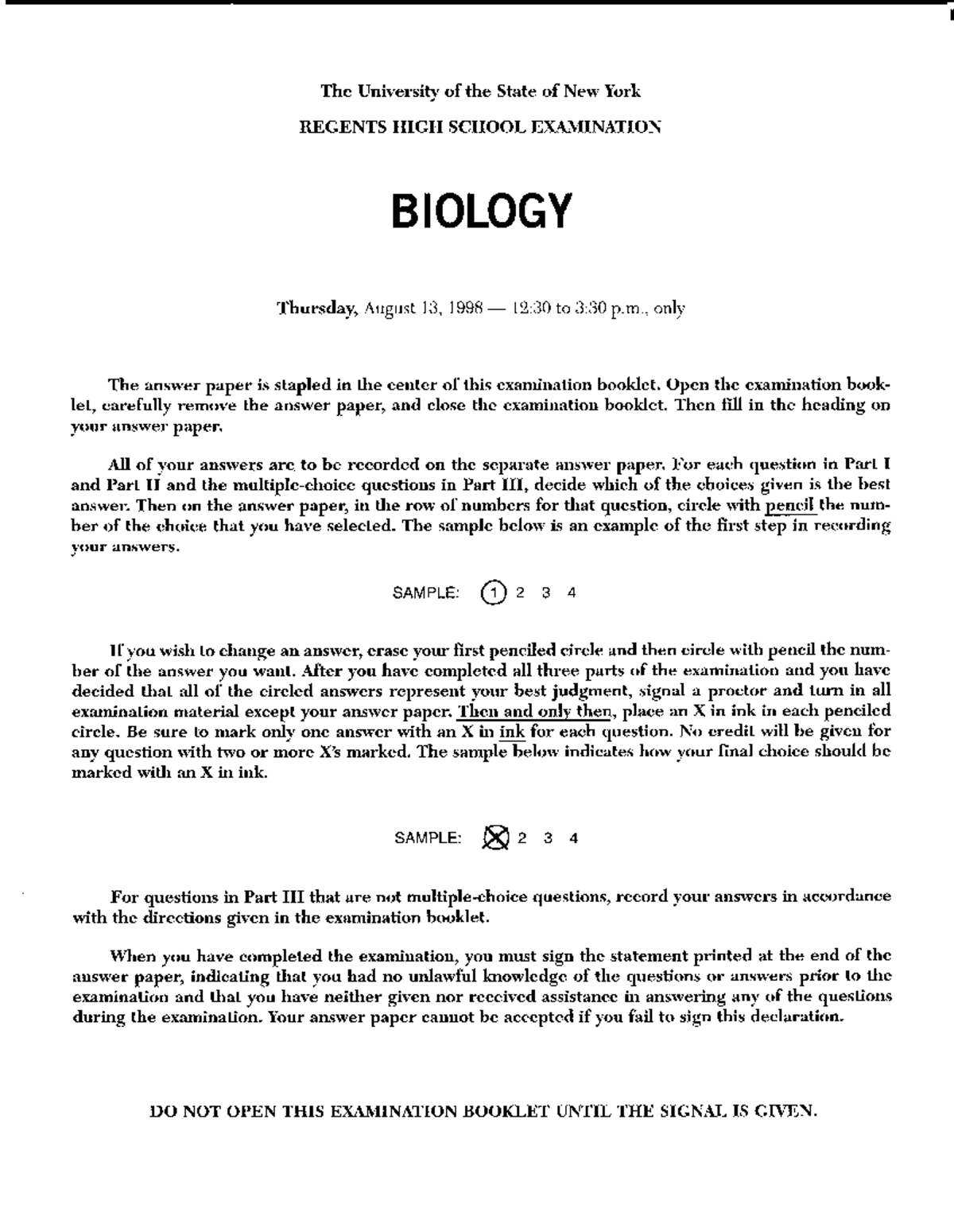 Bio Aug - BSE Biology - Studocu