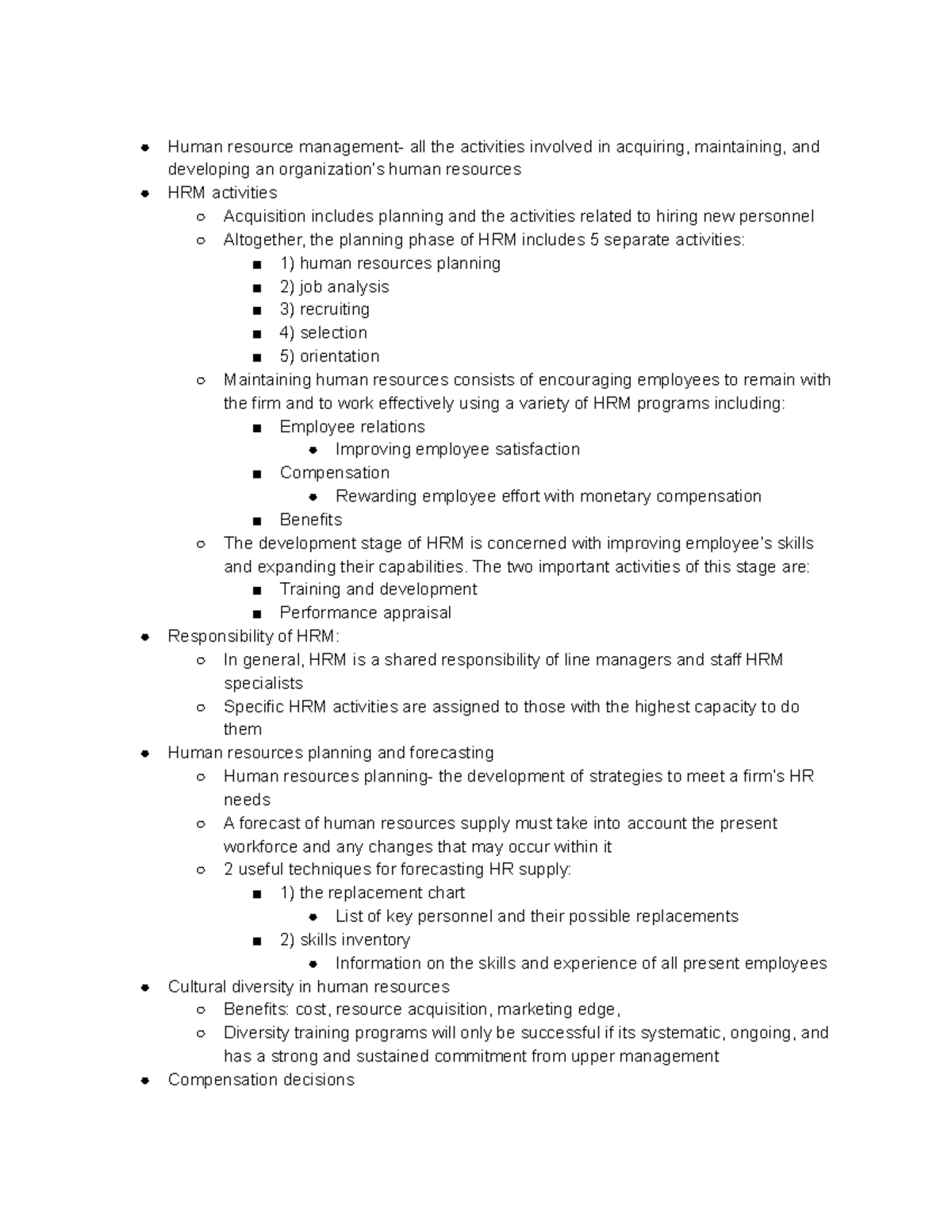 Notes intro to business - Human resource management- all the activities ...