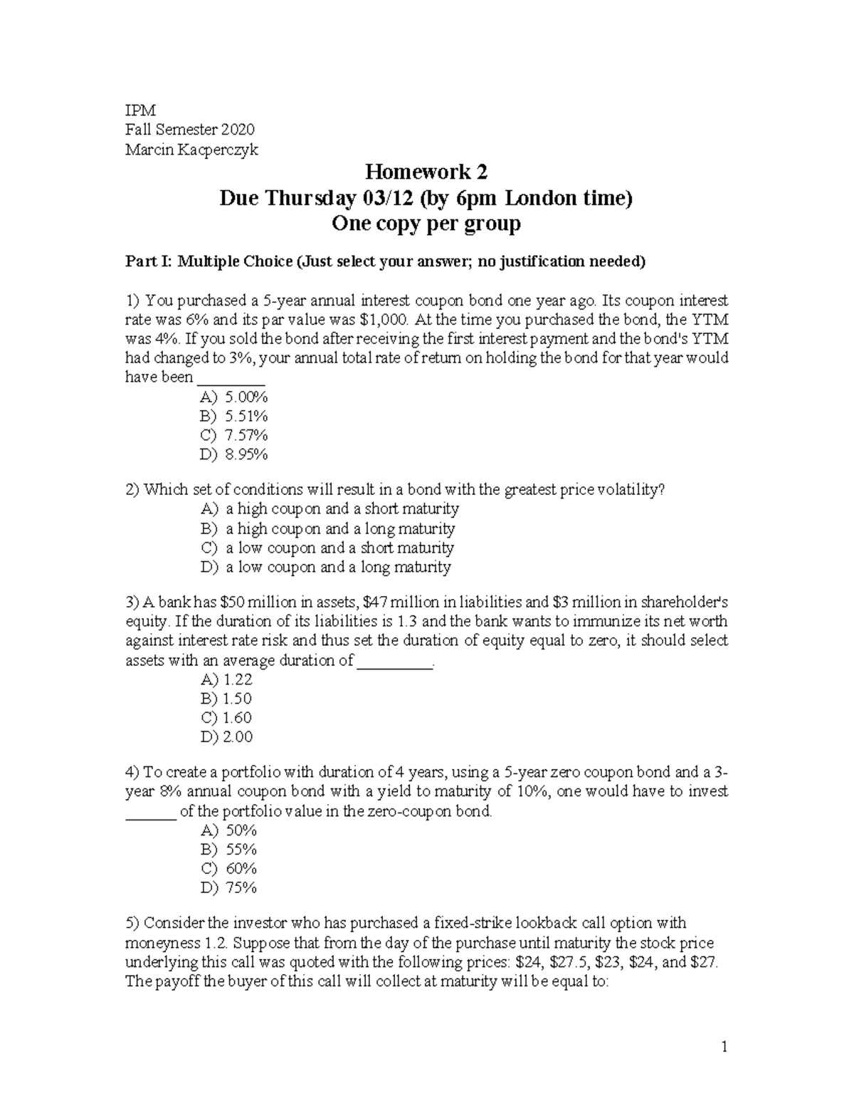 IPM - Assignment #2 - Questions - IPM Fall Semester 2020 Marcin ...