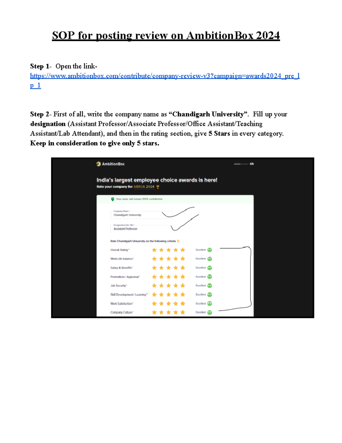 SOP for posting review on Ambition Box Awards 2024 - SOP for posting ...