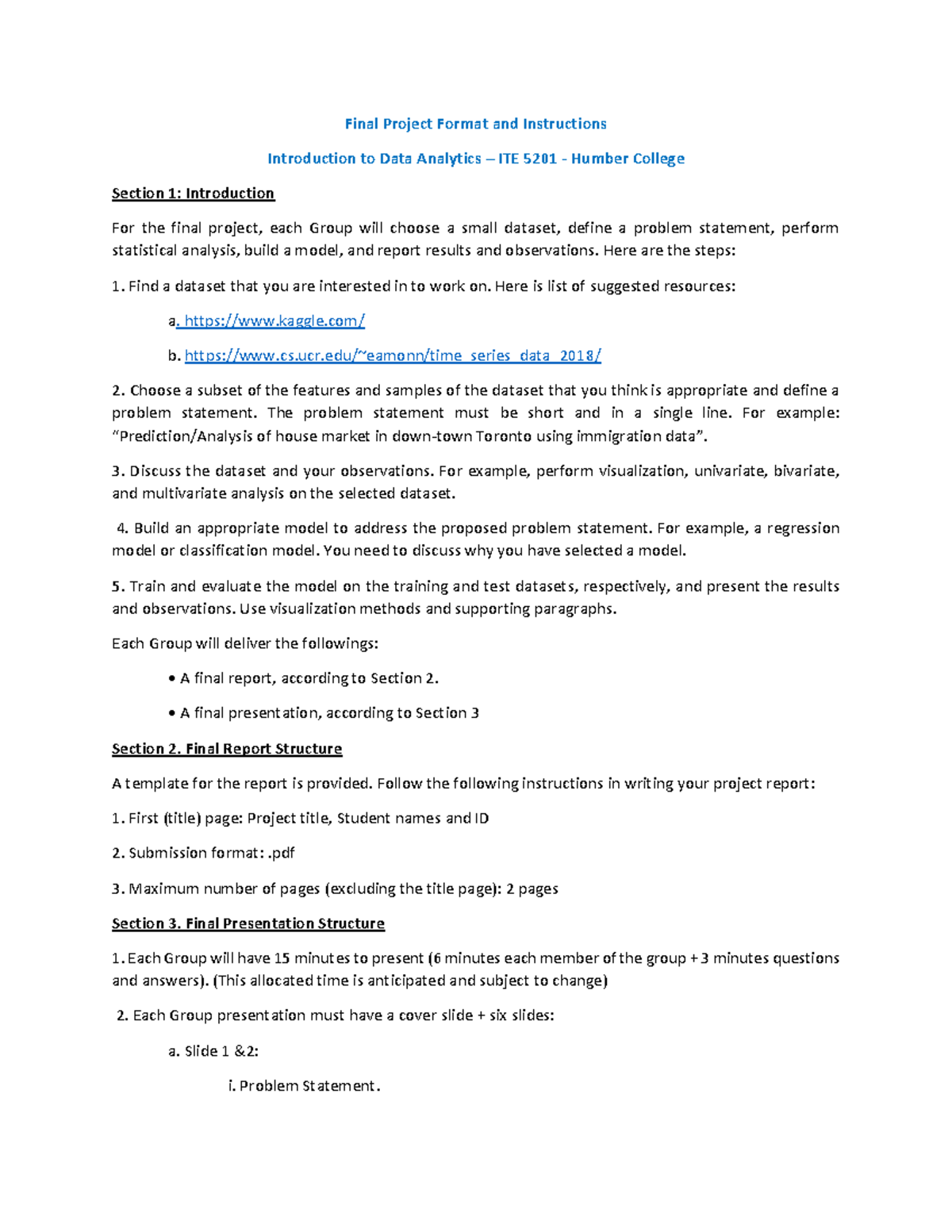 Final Project Format and Instructions - Final Project Format and ...