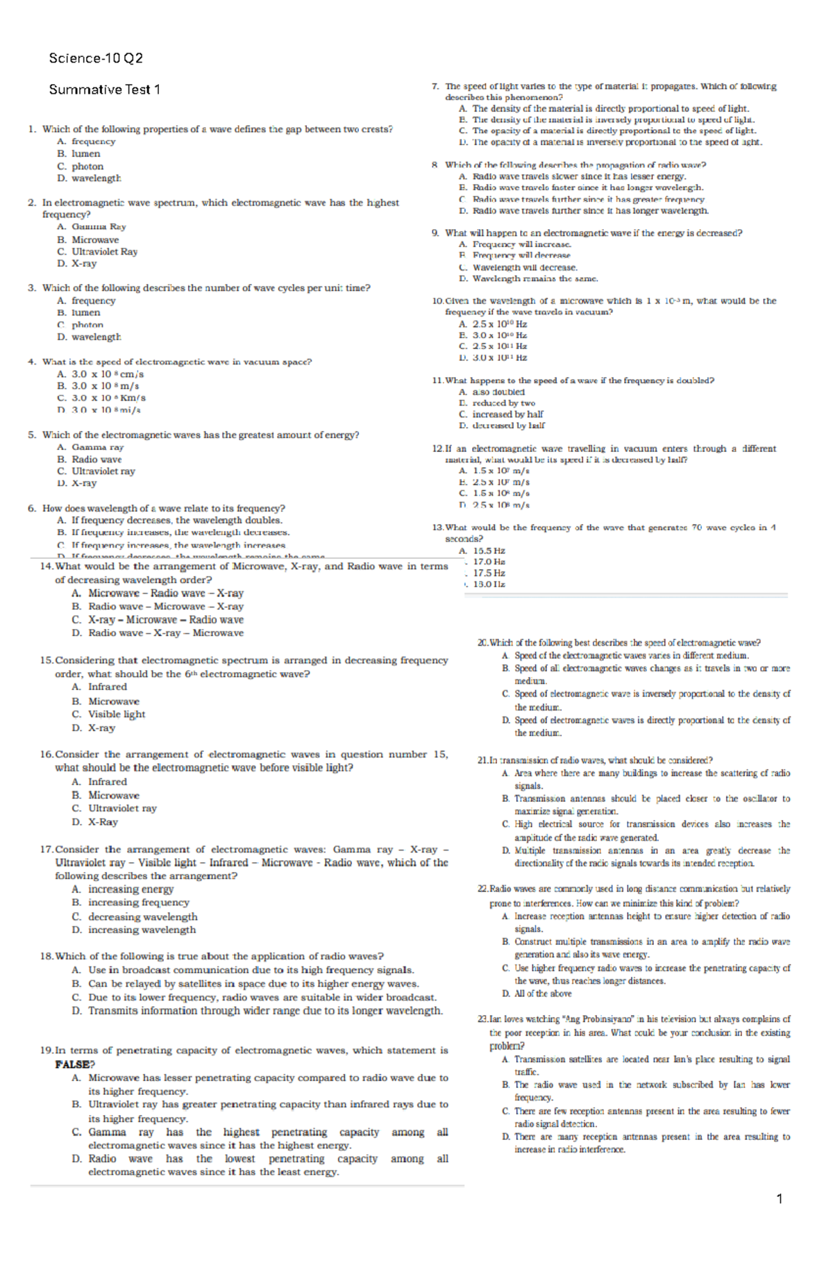 To Help you Review for the Q2 Examination - Science-10 Q Summative Test ...