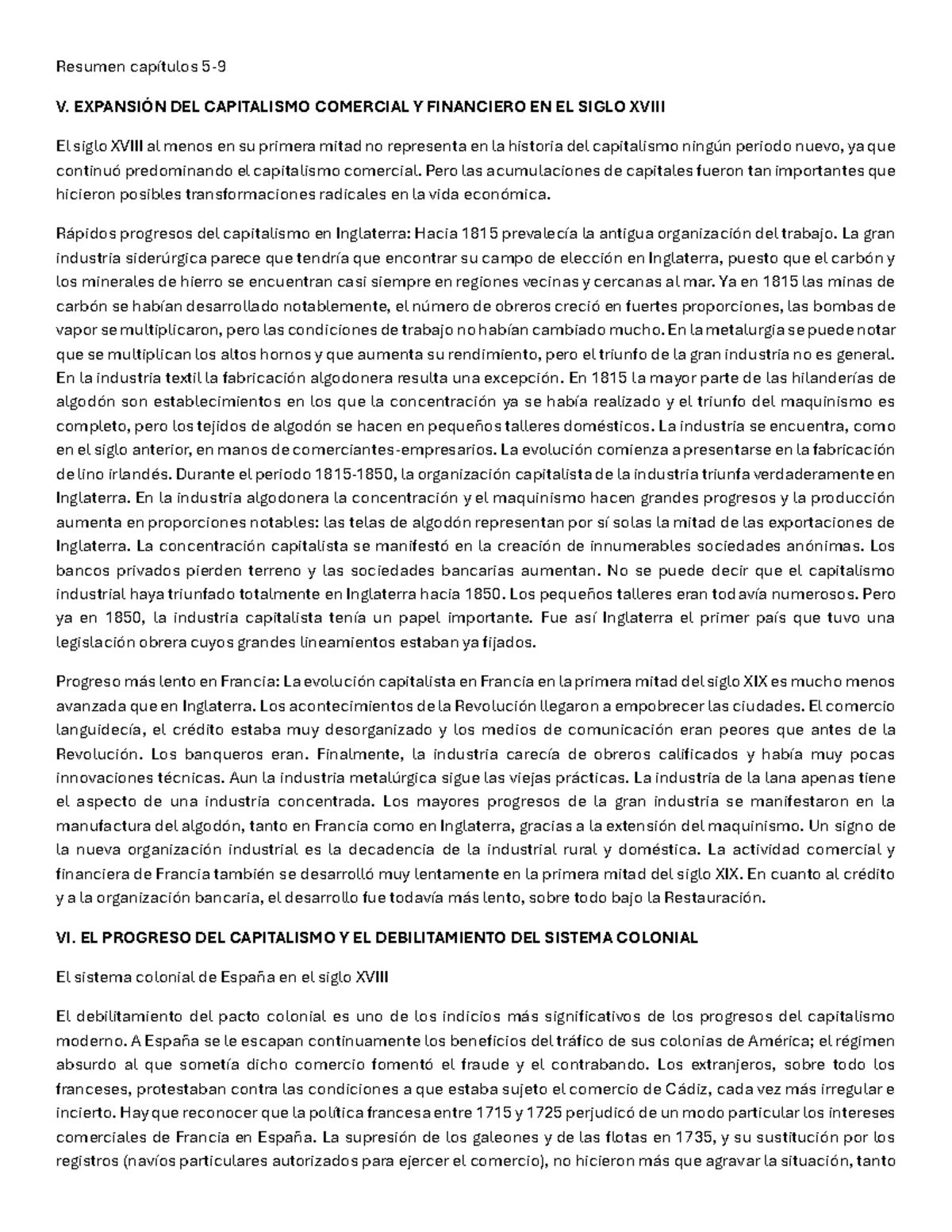 Resumen capítulos 5-9 - Orígenes del capitalismo moderno de Henry See ...