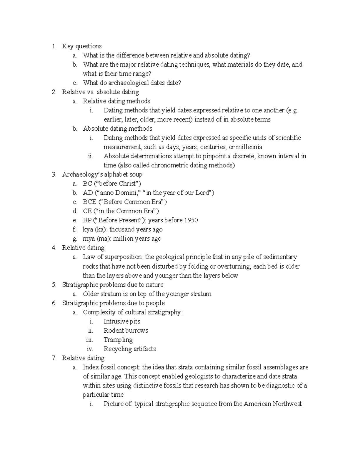 Relative Dating - class notes - Key questions a. What is the difference ...