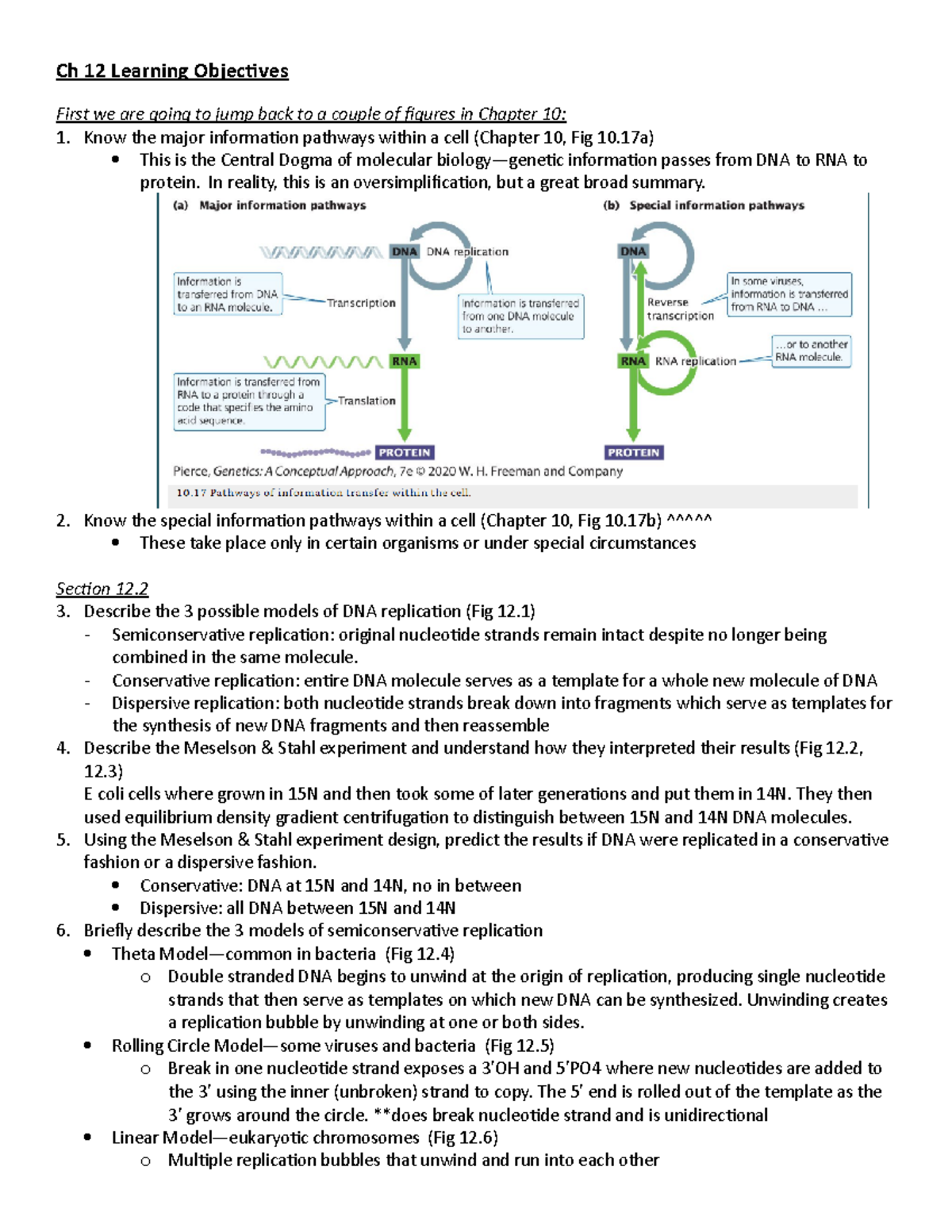Ch 12 genetics - notes - Ch 12 Learning Objecives First we are going to ...