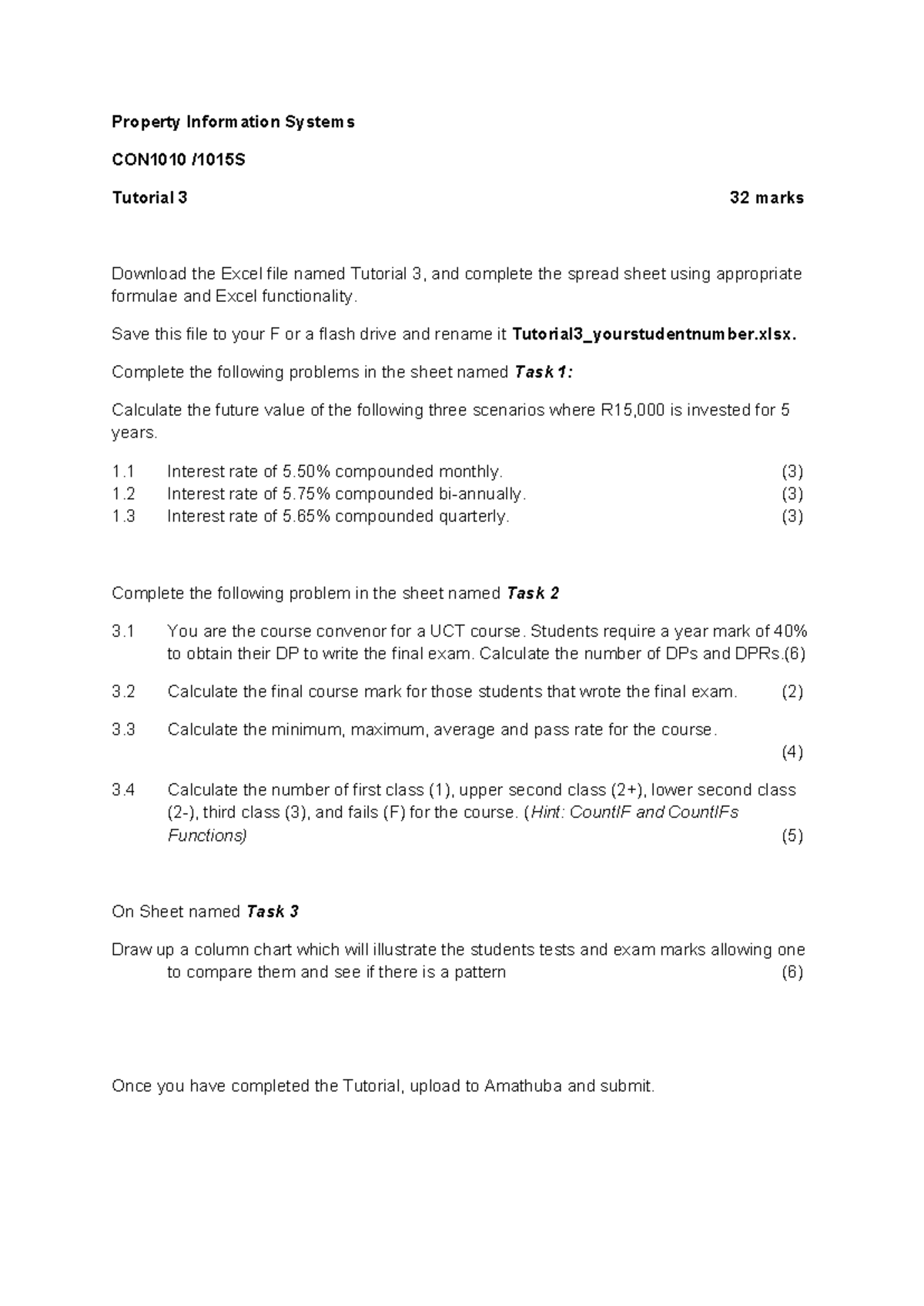 Tutorial 3 Questions - Property Information Systems CON1010 /1015S ...