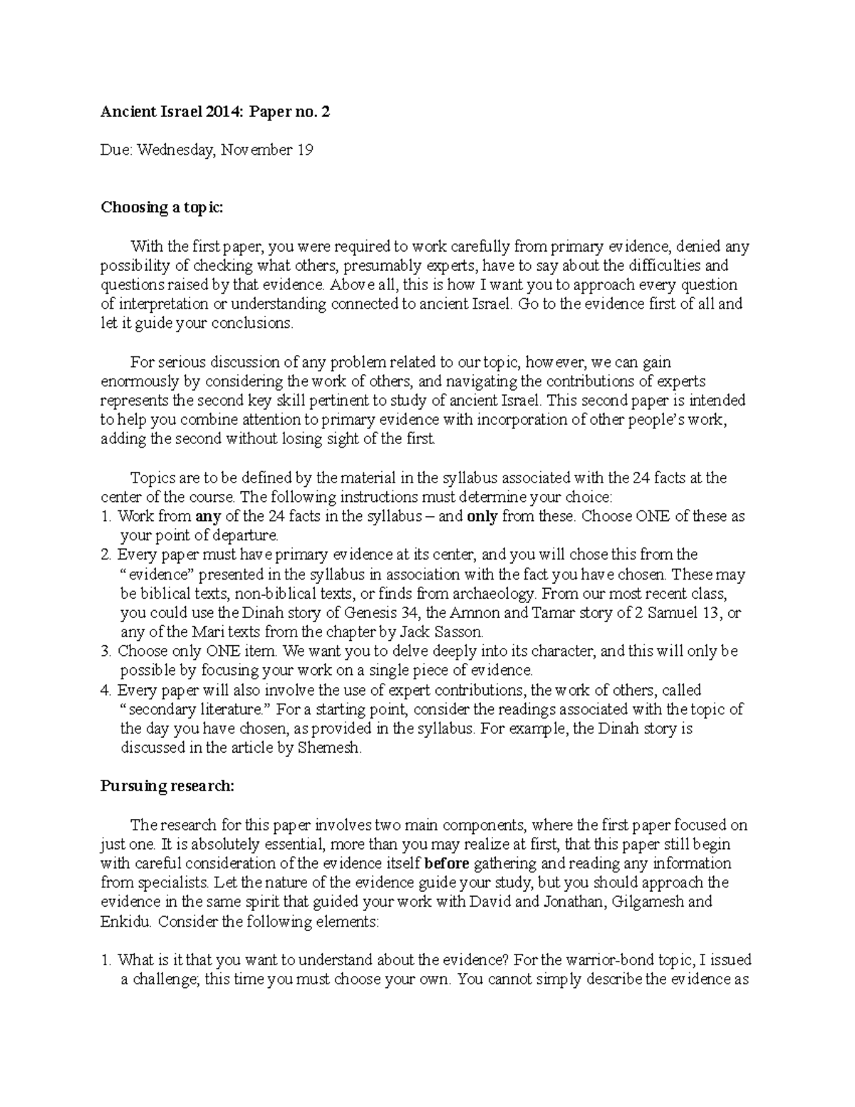Second+Paper - Grade: B+ - Ancient Israel 2014: Paper no. 2 Due ...