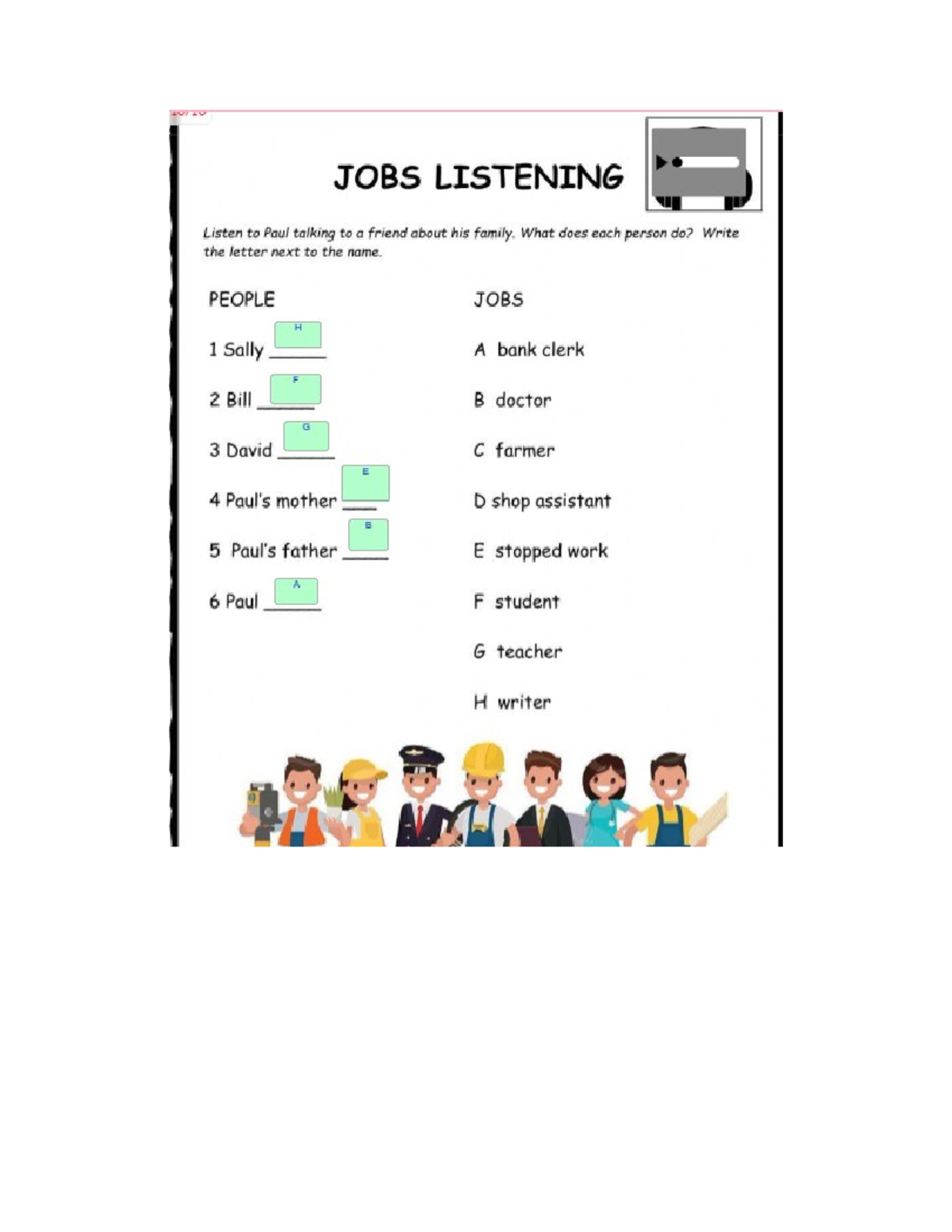 Listeningn Activity 89652 ed93c8b11f - JOBS LISTENING Listen to Paul ...