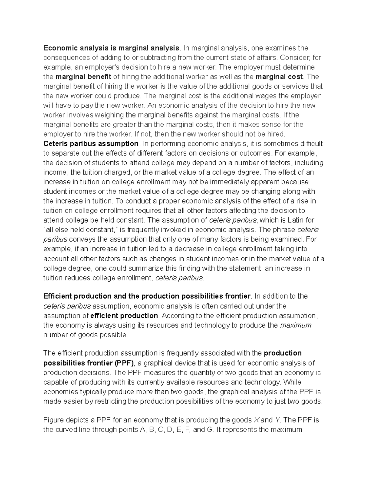 Qqq - eco notes - Economic analysis is marginal analysis. In marginal ...