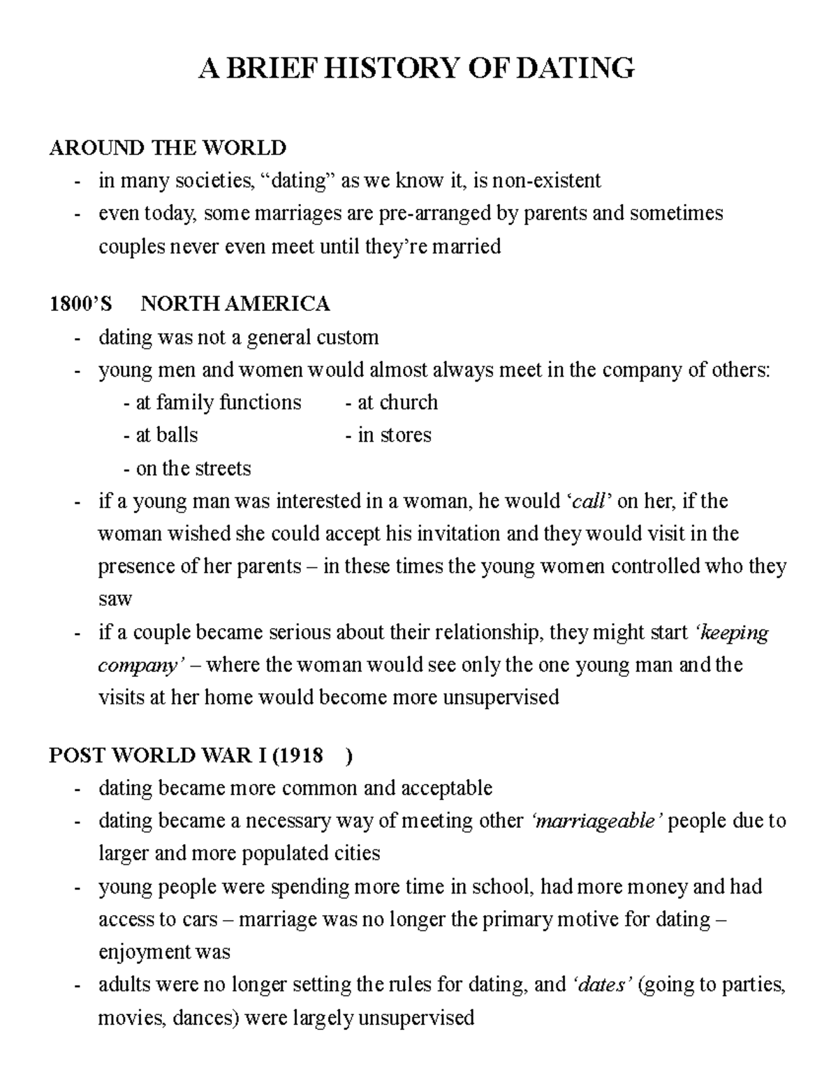 2. A Brief History of Dating - A BRIEF HISTORY OF DATING AROUND THE ...