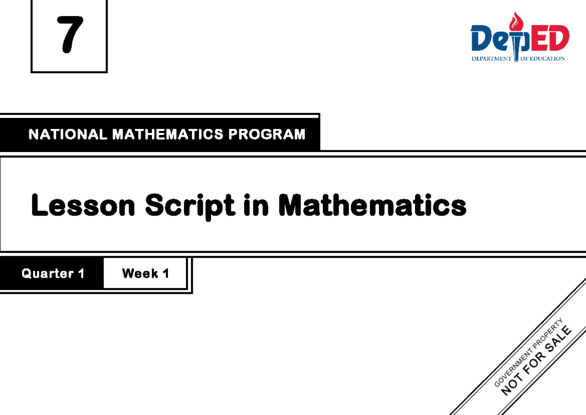2024 LS G7 NMP WEEK1 DAY2 - 7 Quarter 1 Week 1 NATIONAL MATHEMATICS ...